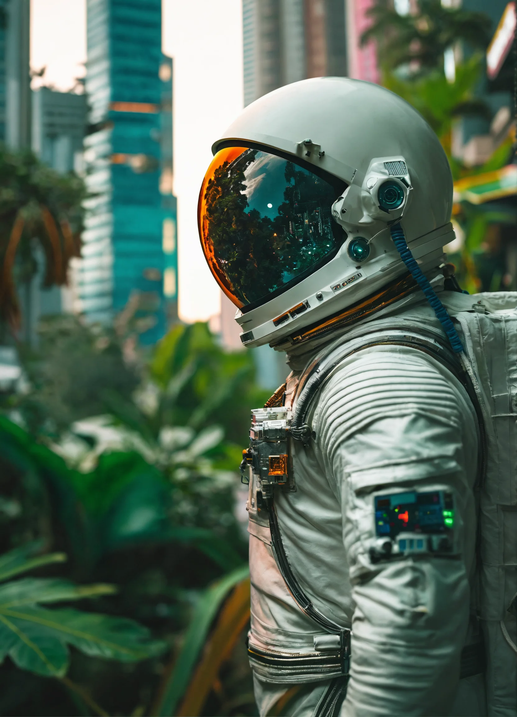 Lexica - Medium-full shot, photo portrait titled "Lone male Astronaut ...