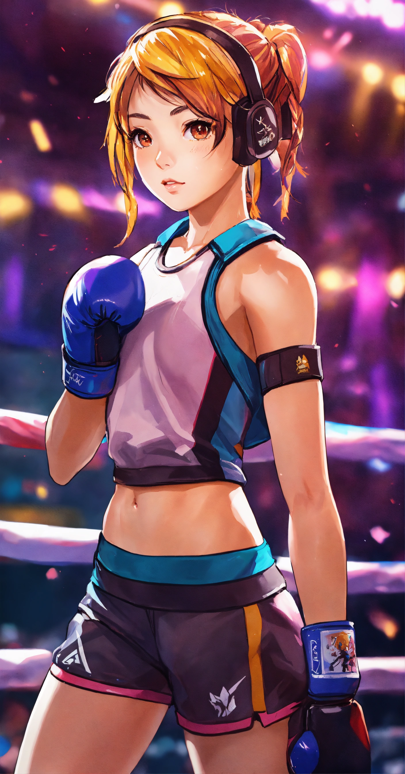 Lexica - Digital oil painting of a cute anime girl wearing a boxing ...
