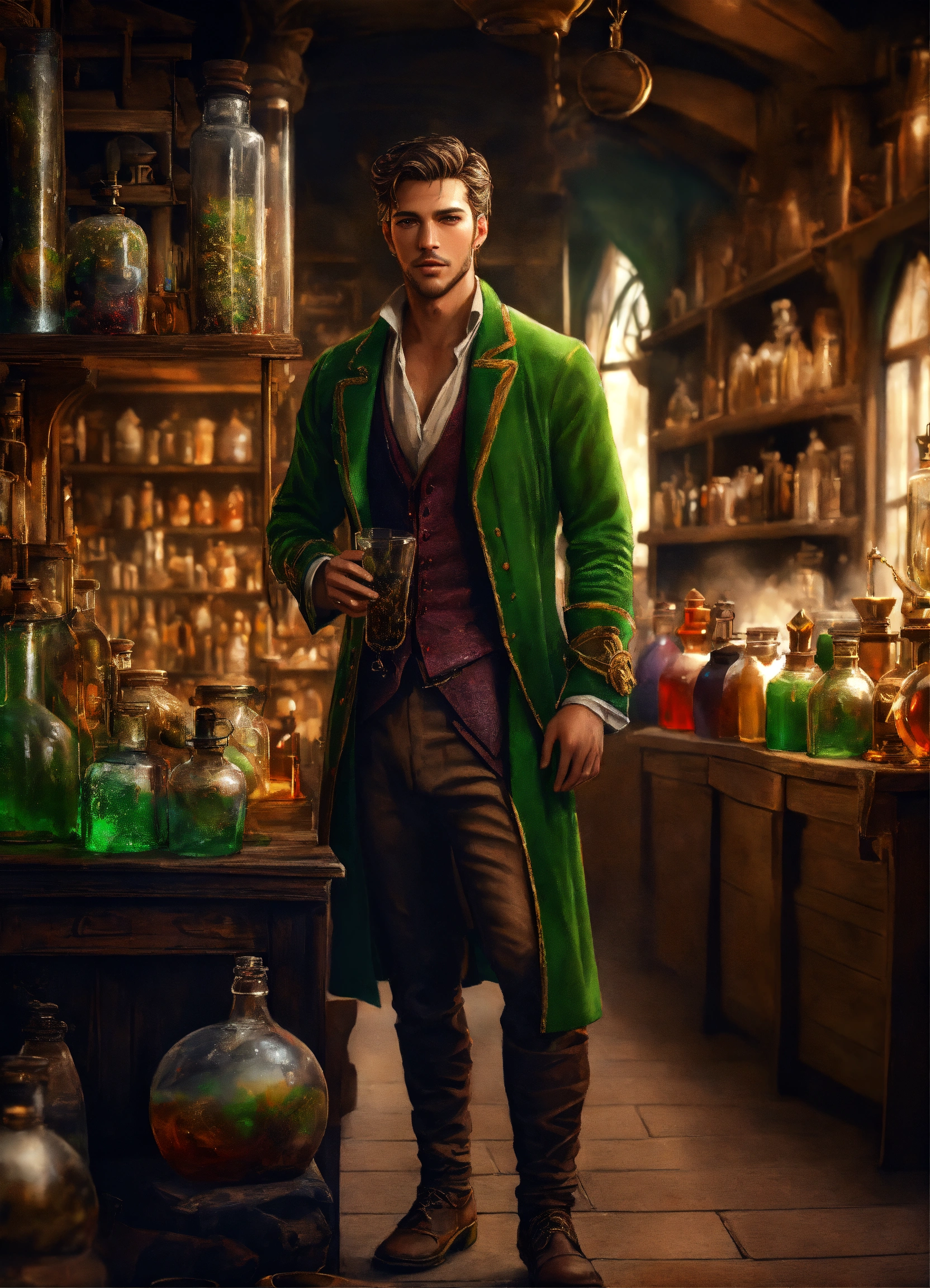Lexica - Handsome man in potions and potions store full-length ...