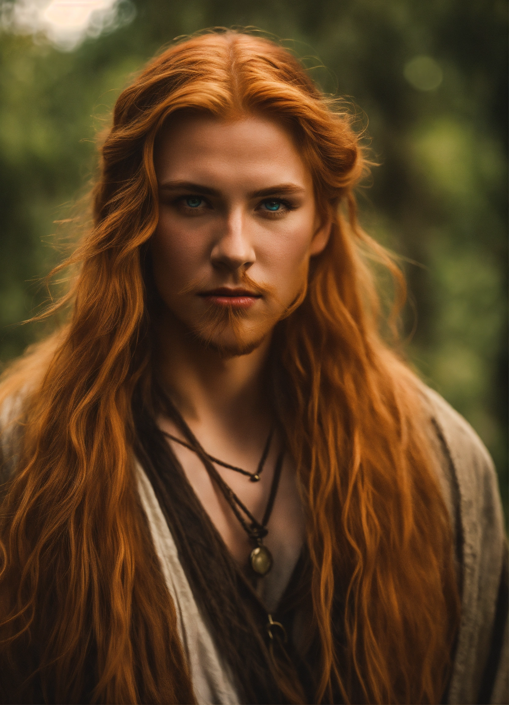 Lexica - Long dirty blonde hair male looking at his love, a red haired ...