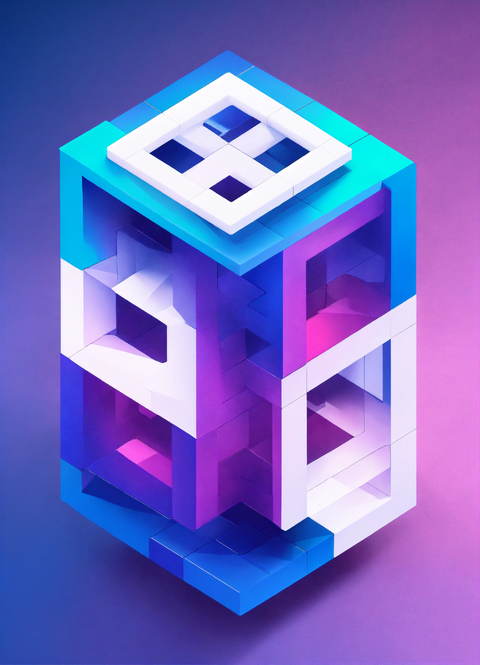 Lexica - Isometric shape, 3D, intersecting blocks in cross, blue color ...