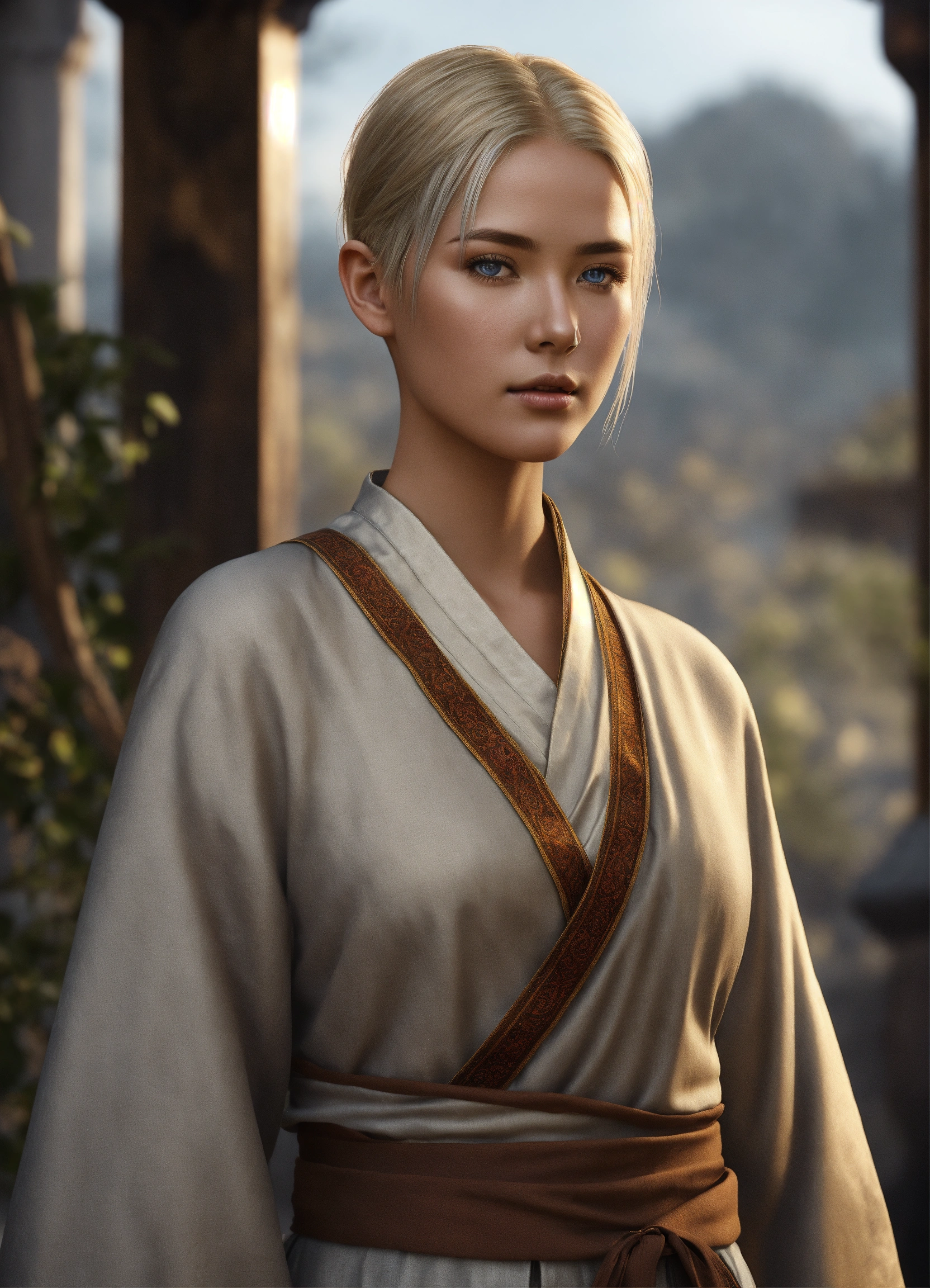 Lexica - A slim young female monk. She has short blond hair. She is ...