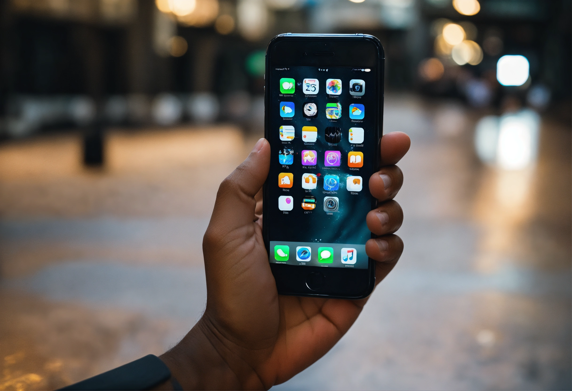 Lexica - Man hand holding iphone one finger tap to phone pov iphone in ...