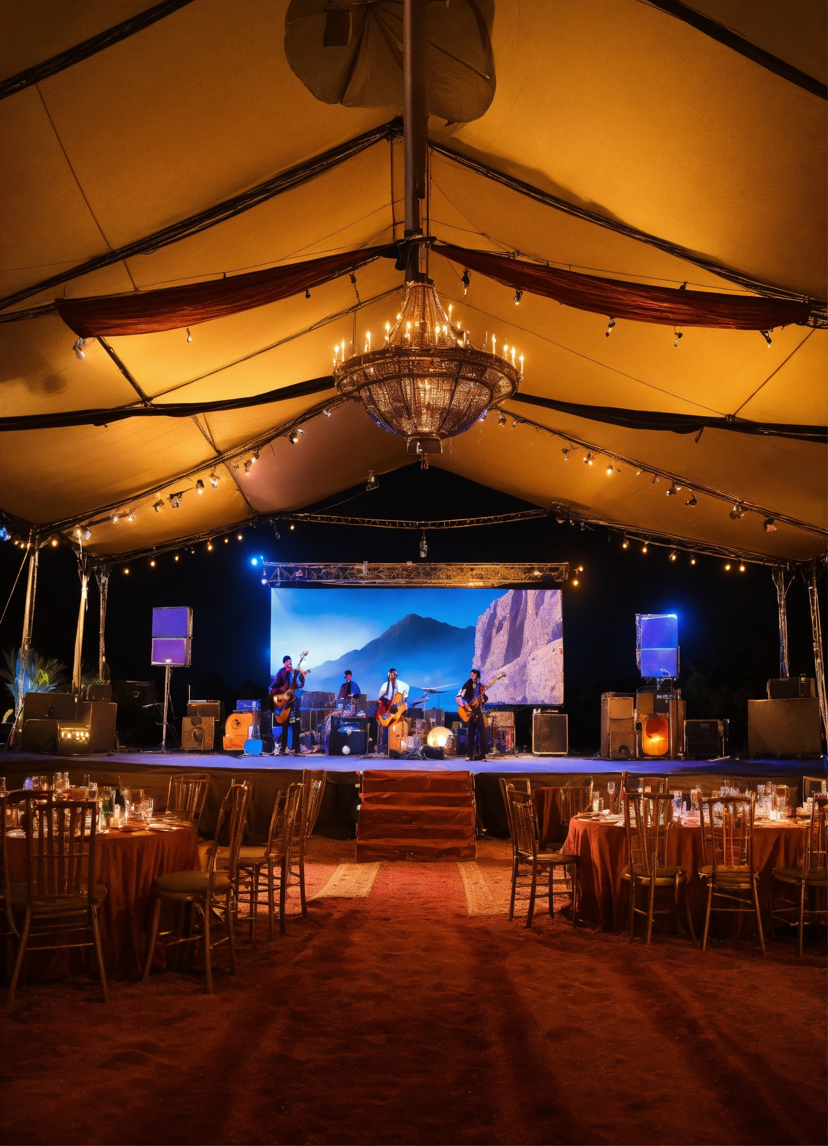 Lexica - Elegant desert Arabian tent themed outdoor concert stage with ...