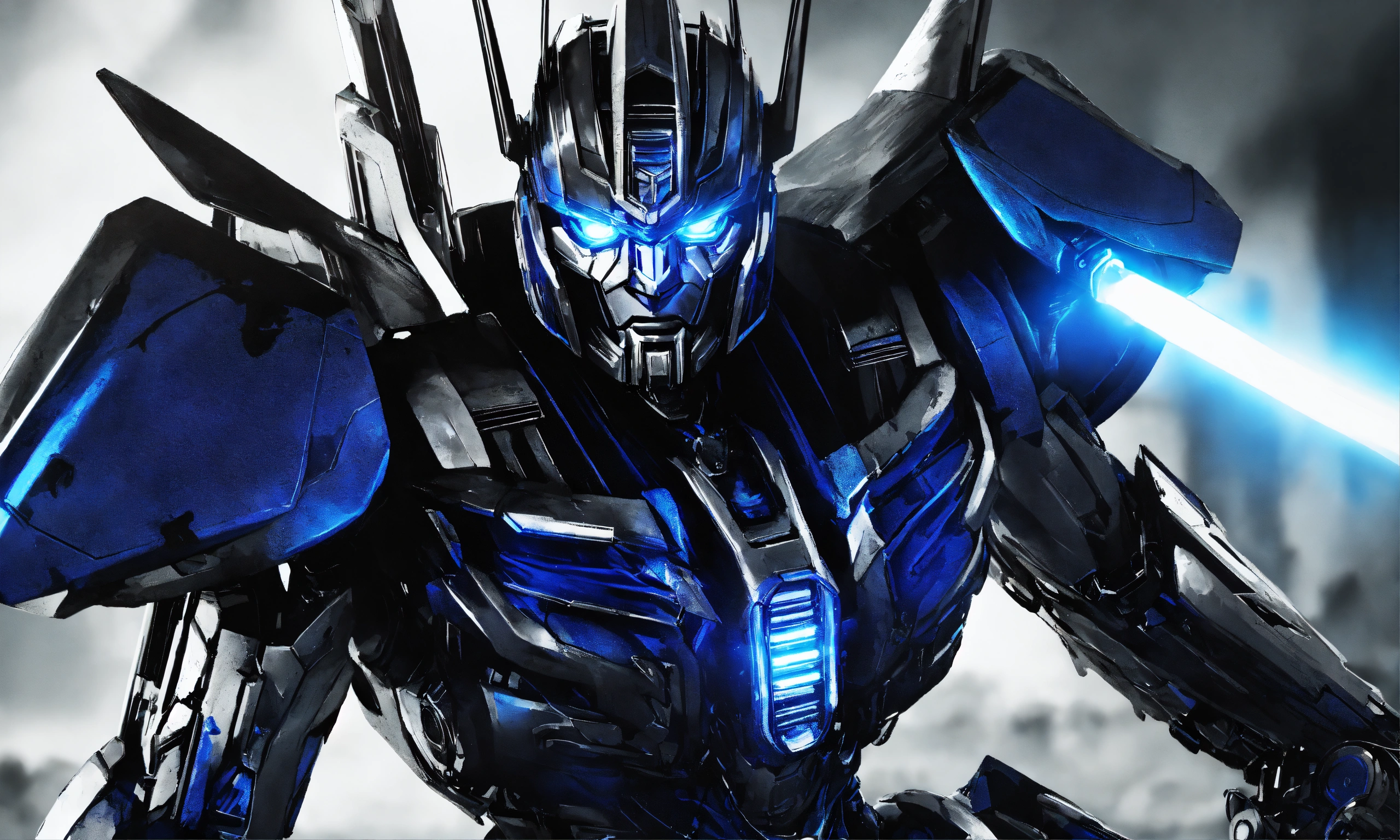 Lexica - Black and white illustration of transformer character fighting ...