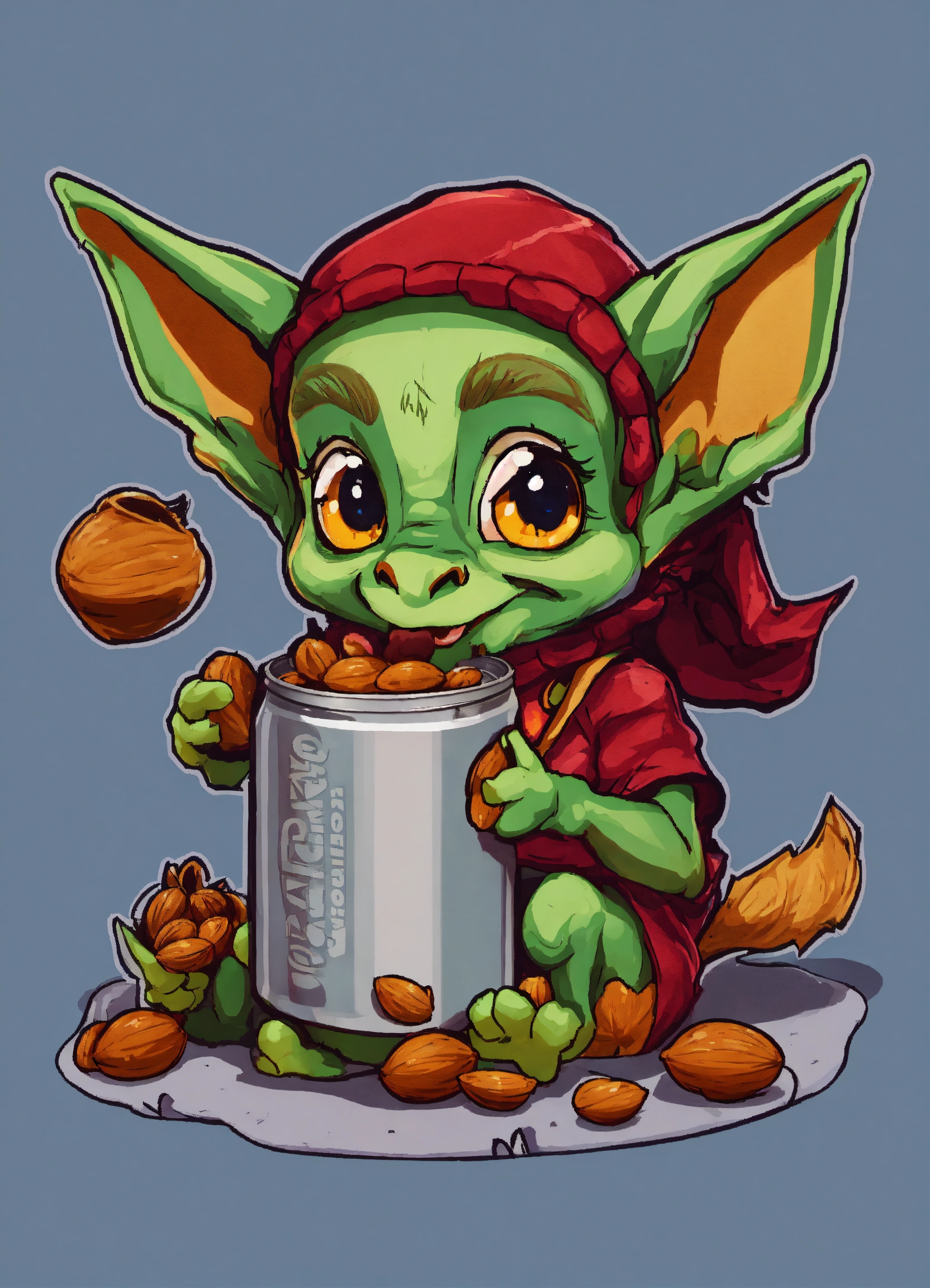 Lexica - T-shirt design of a Cute Cartoon Goblin Female Eating from a ...