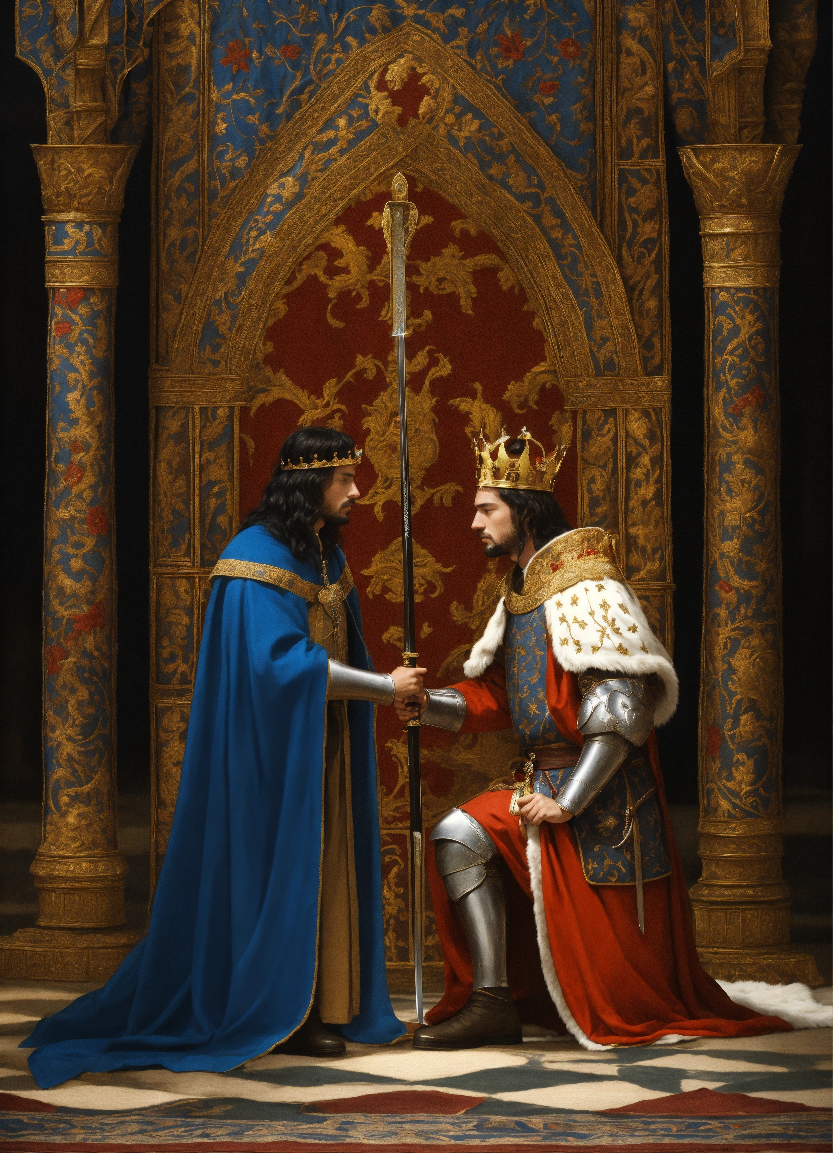 Lexica - In medieval, the king is around 50 years old, holding a sword ...