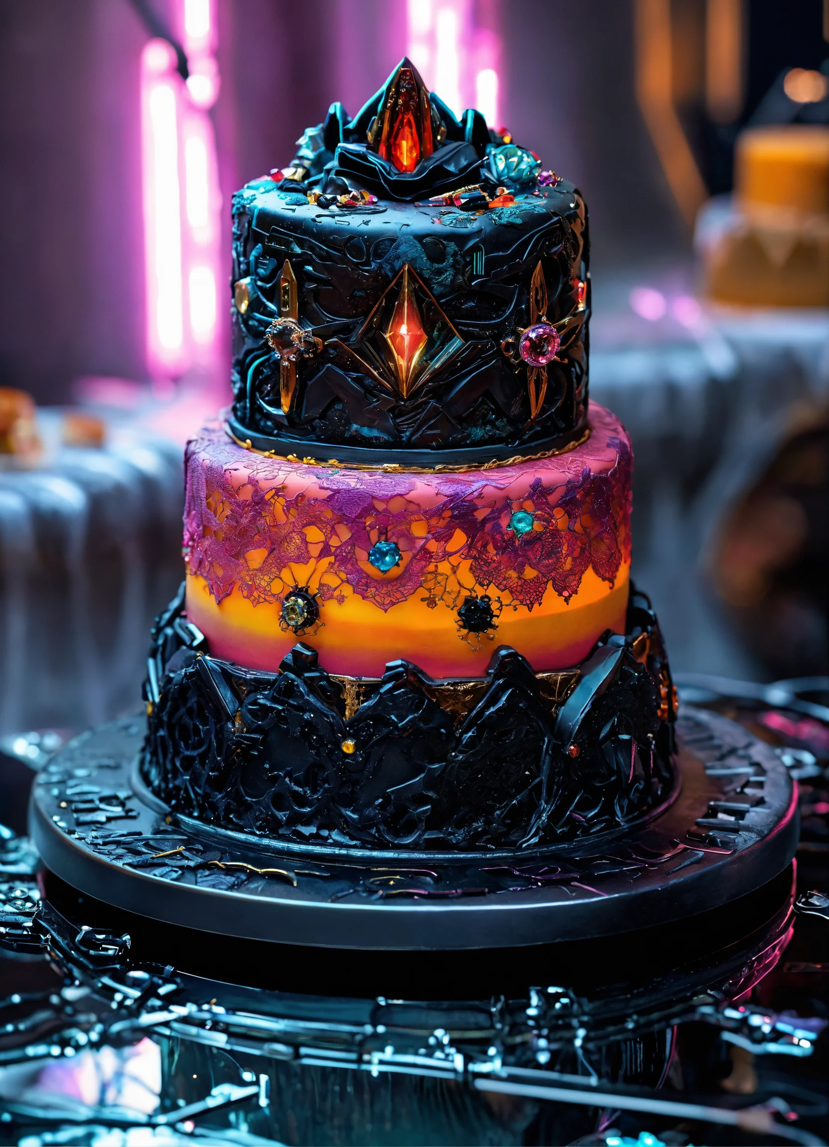 Lexica - Hyper-realistic cake with structural fondant designs, topped ...