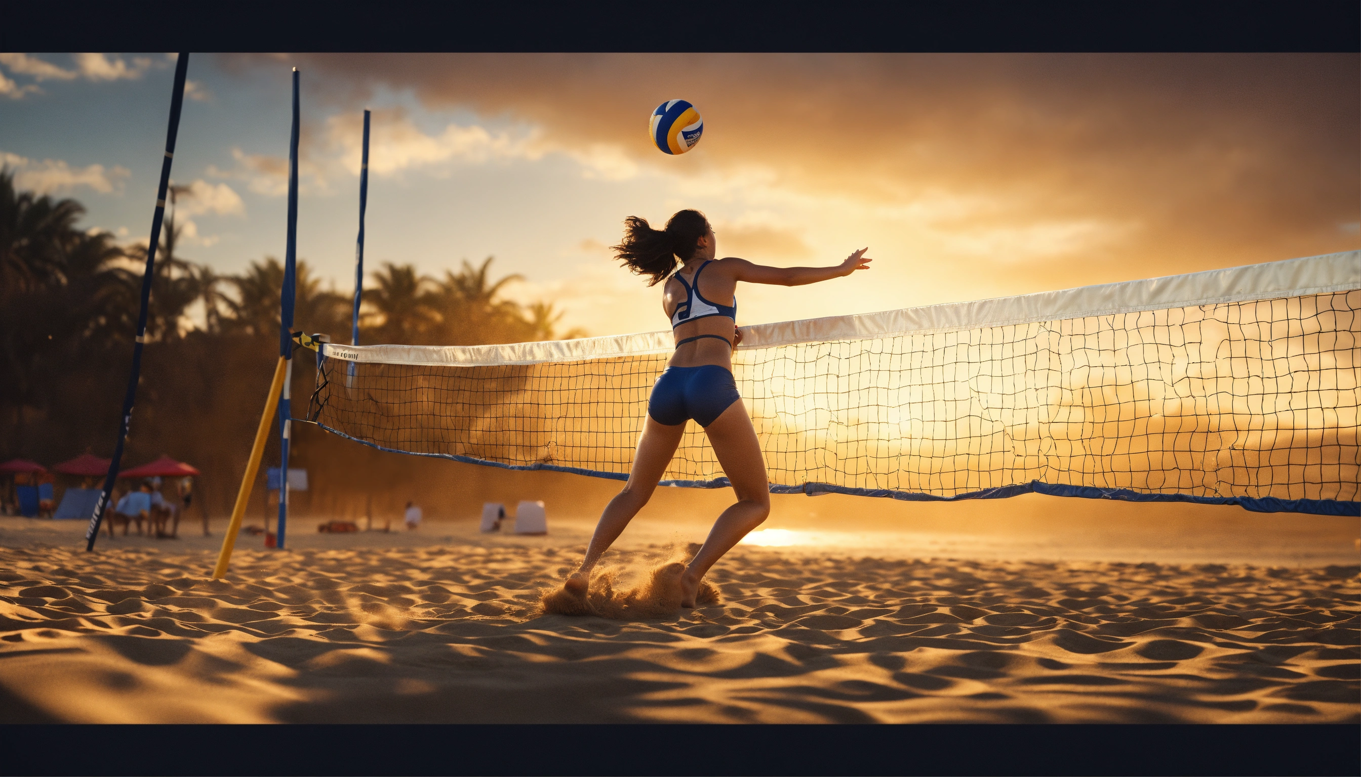 Lexica - Women's beach volleyball on the sand. girl jumps and hits the ...