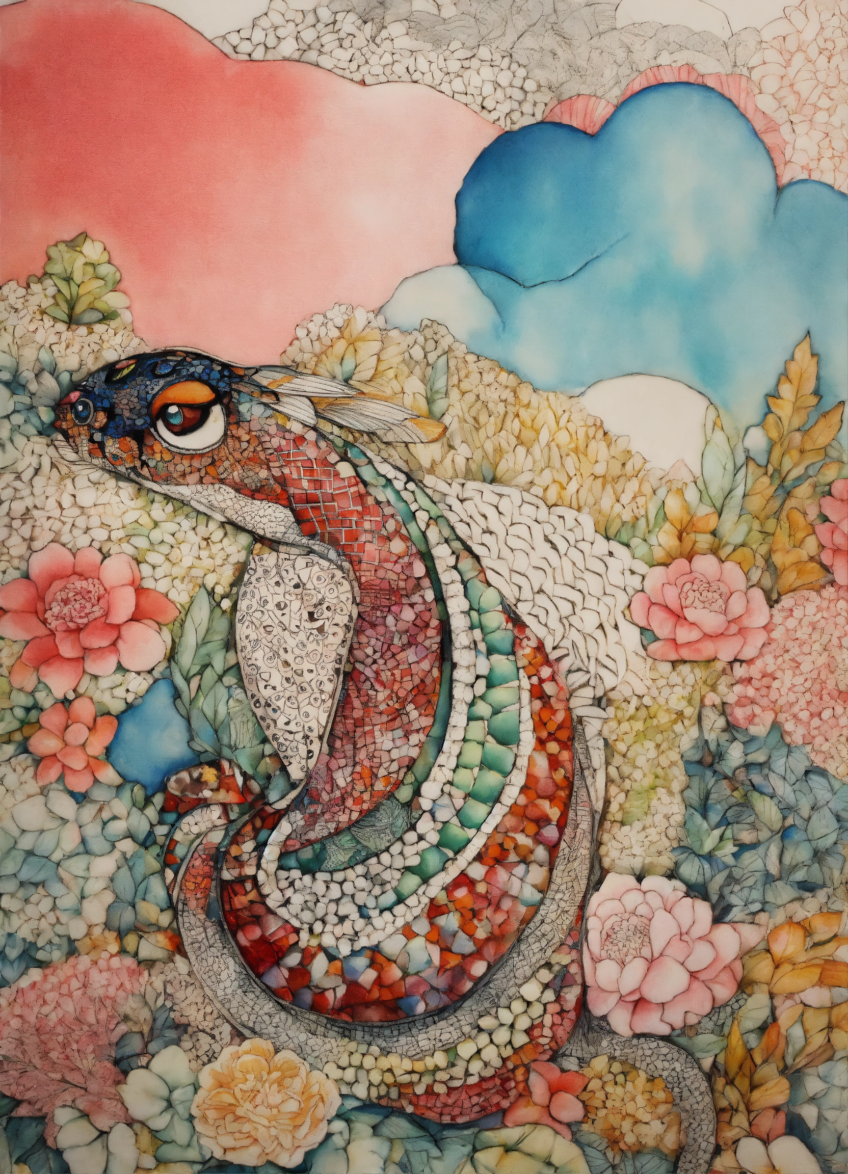 Lexica - Zentangle, style inspired by Ogata Gekko