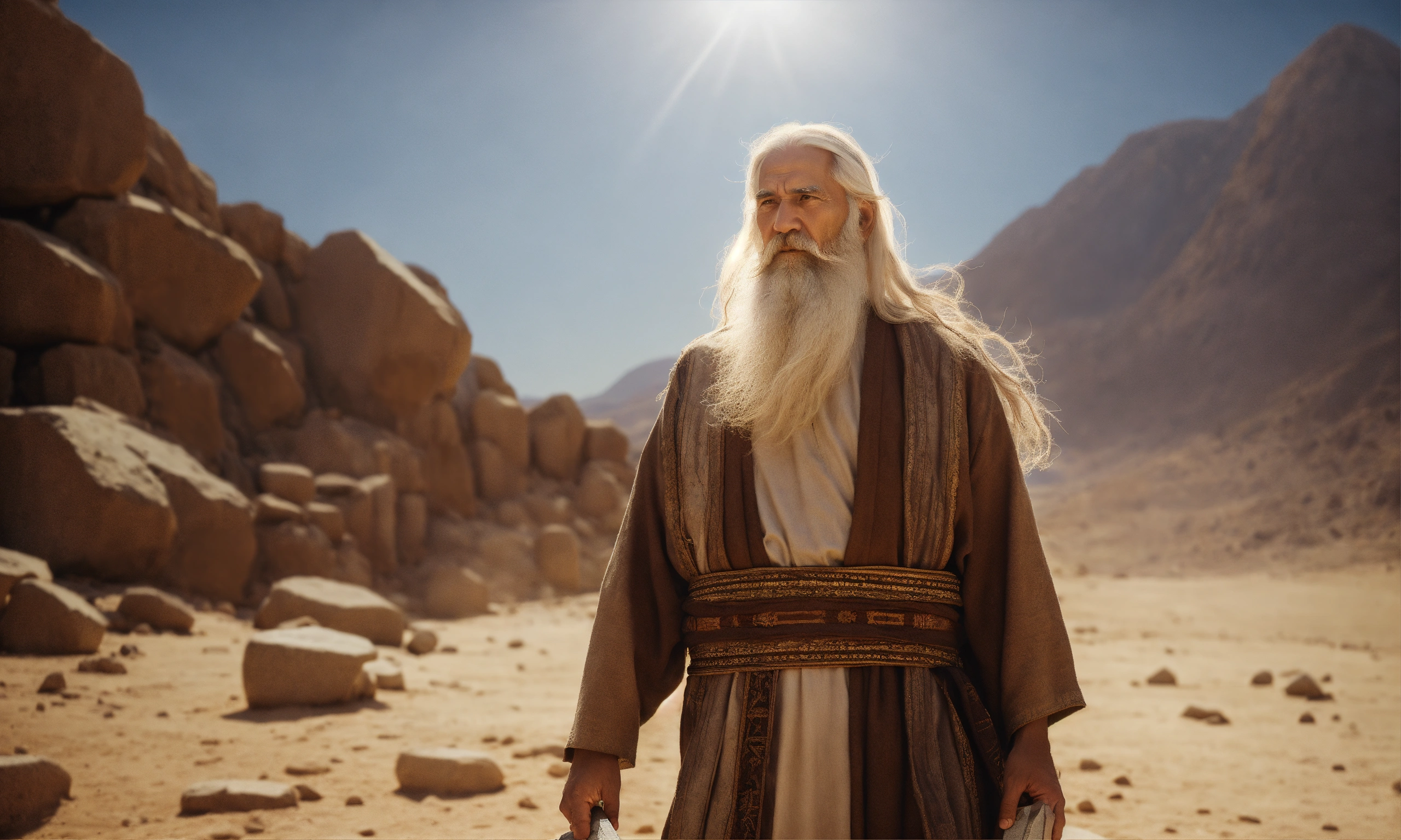 Lexica - At the foot of Mount Sinai, Hz. Moses stands, with his long ...