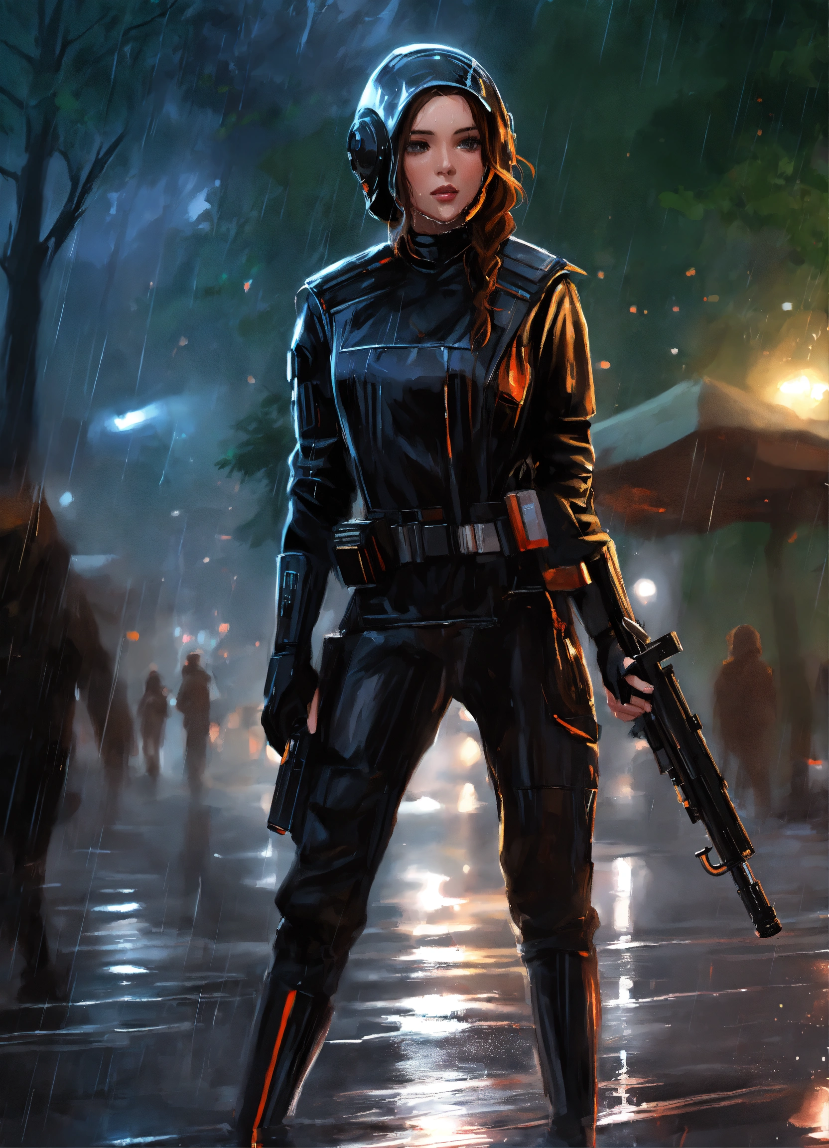 Lexica - Digital painting of a female Star Wars Imperial with long wet ...