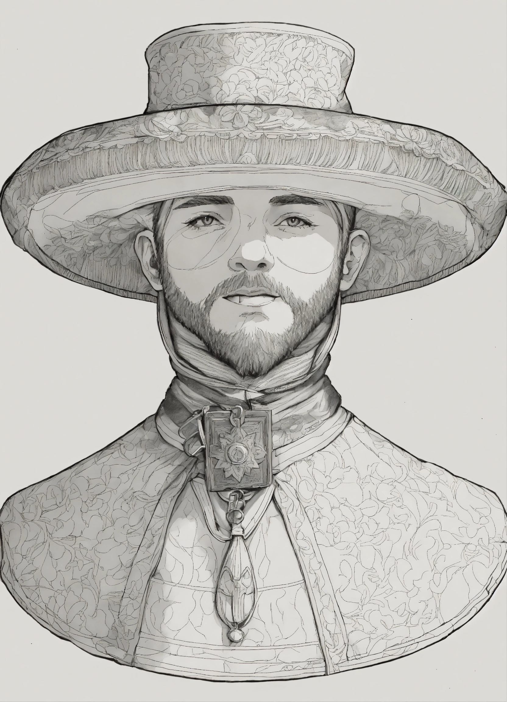 Lexica - Line art drawing of scholar hat with plain background