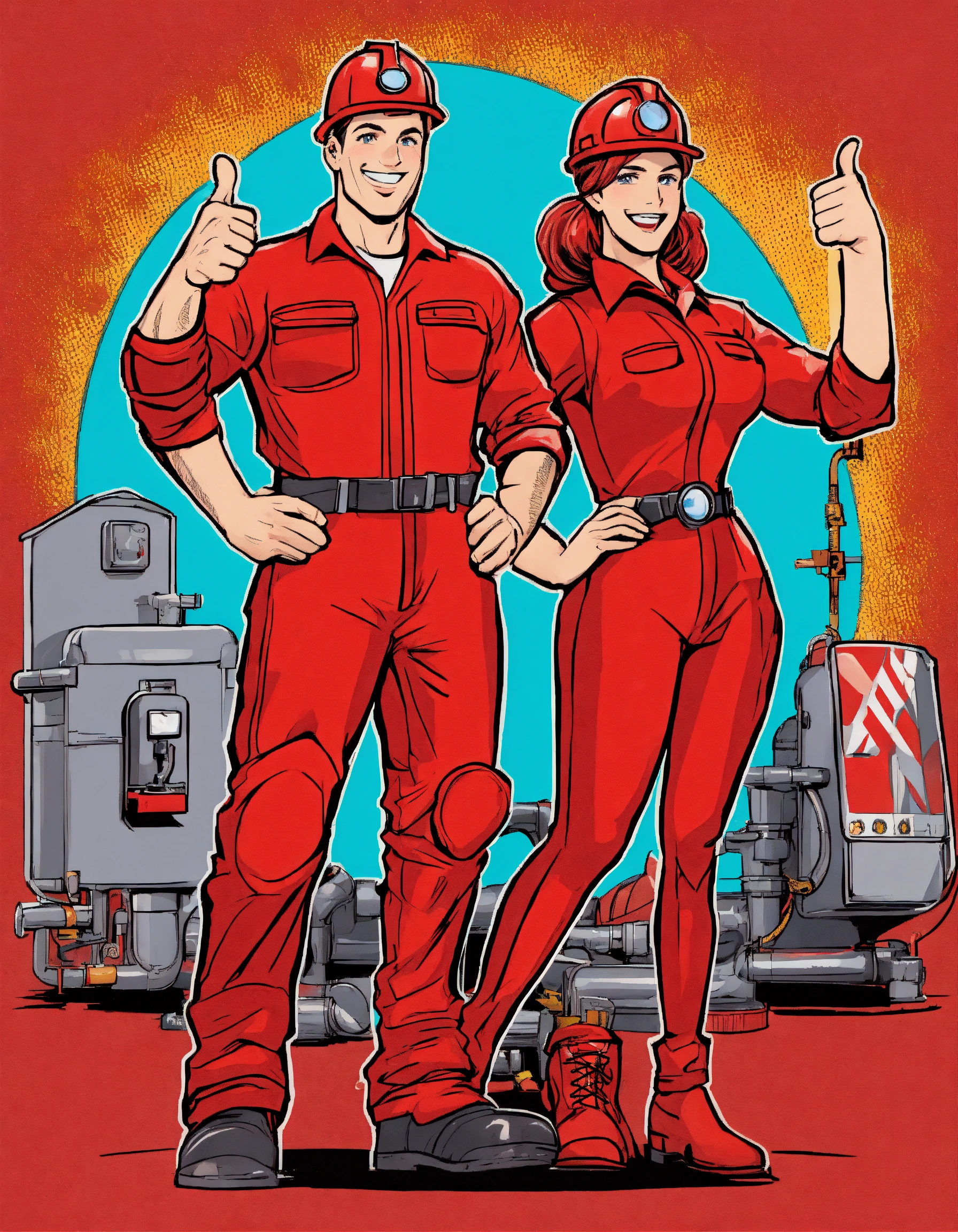 Lexica - Two heroic plumbers in a red outfit and red hard hat, both ...