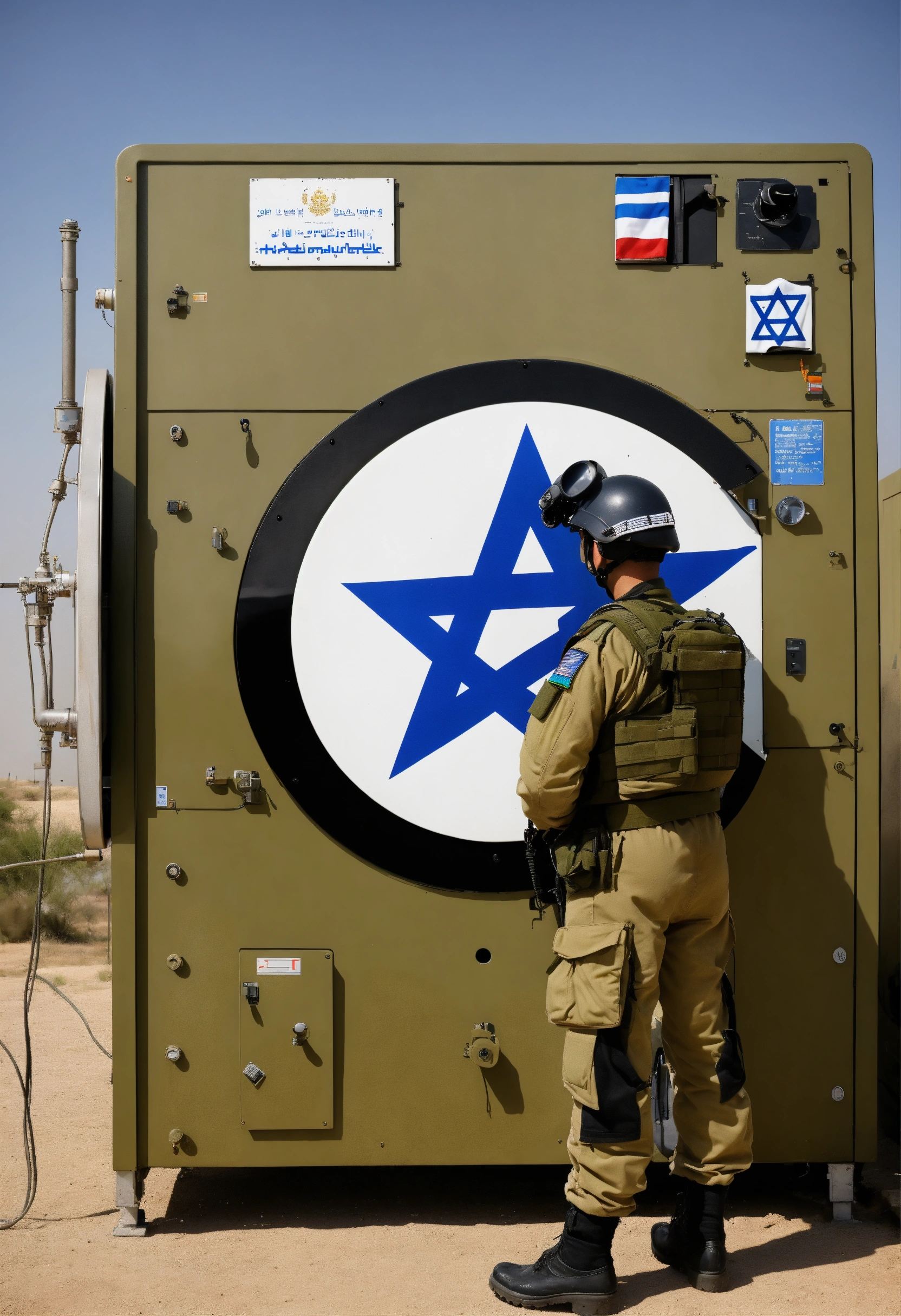Lexica - An Israeli army pilot stands next to an industrial washing ...