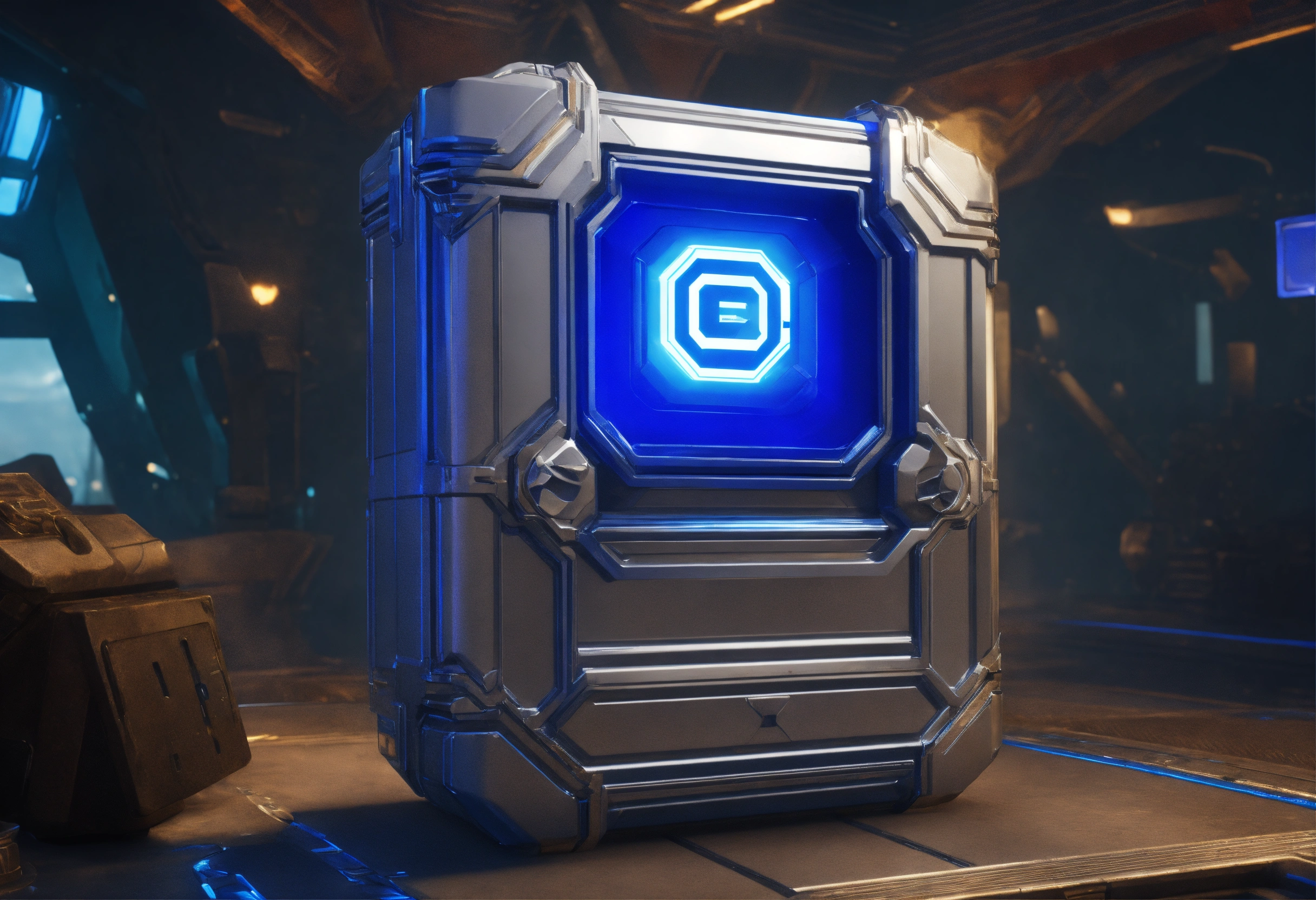 Lexica - Epic blue destop with silver loading screen, unreadebale ...