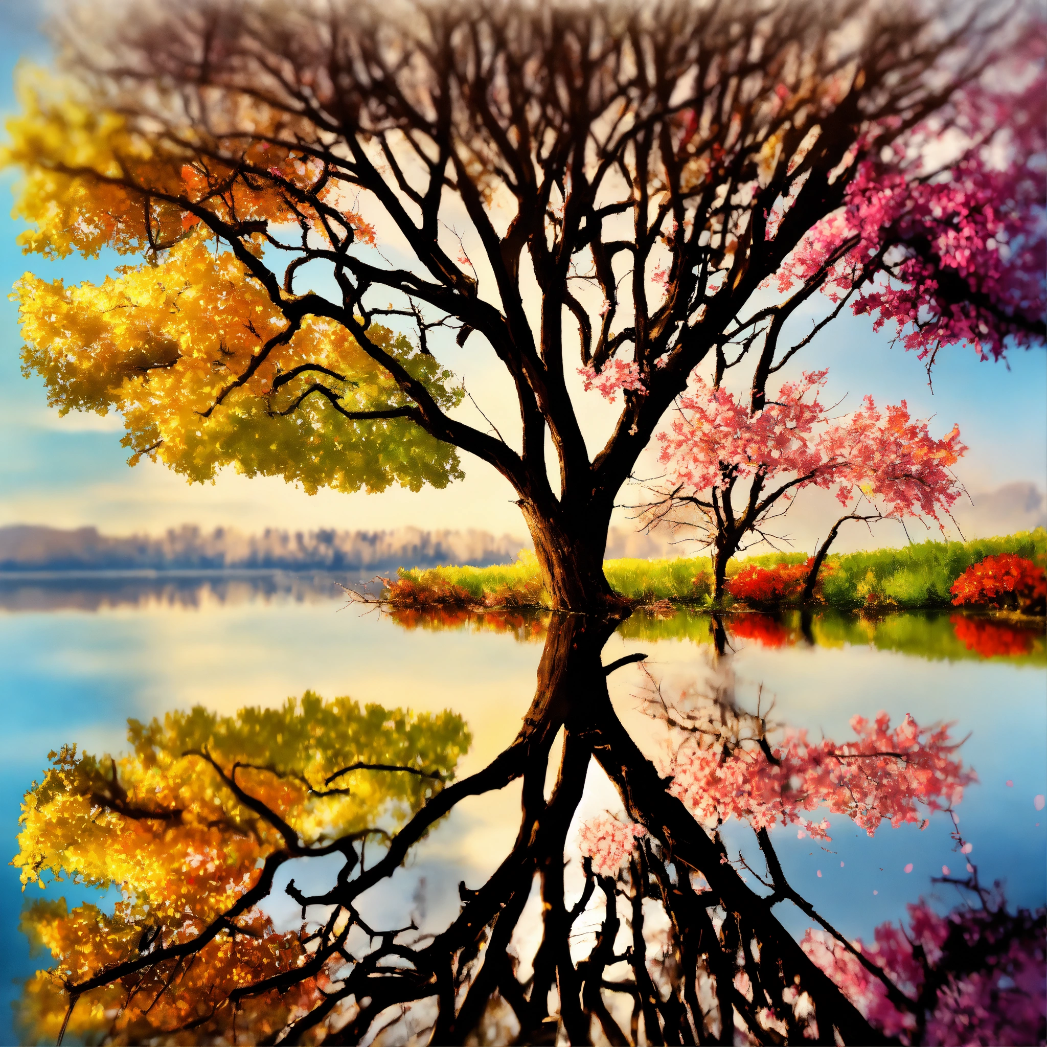 Lexica - "four distinct seasons" one gorgeous tree with colorful fall ...
