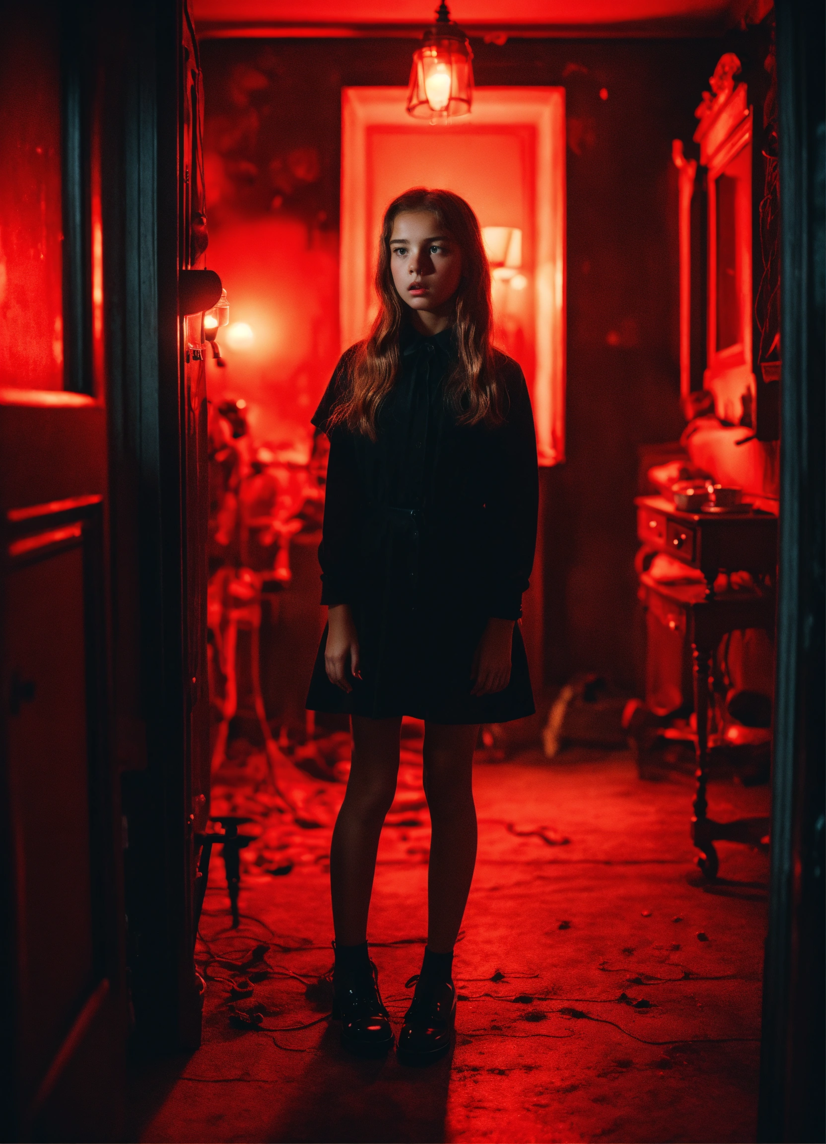 Lexica - Lot of girls 13 yo girl point into side, dressed in black and ...