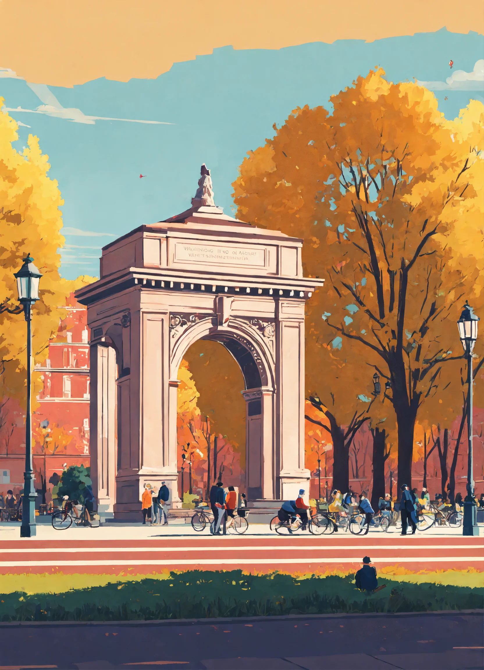Lexica - Illustration of Washington Square Park in the style of ...