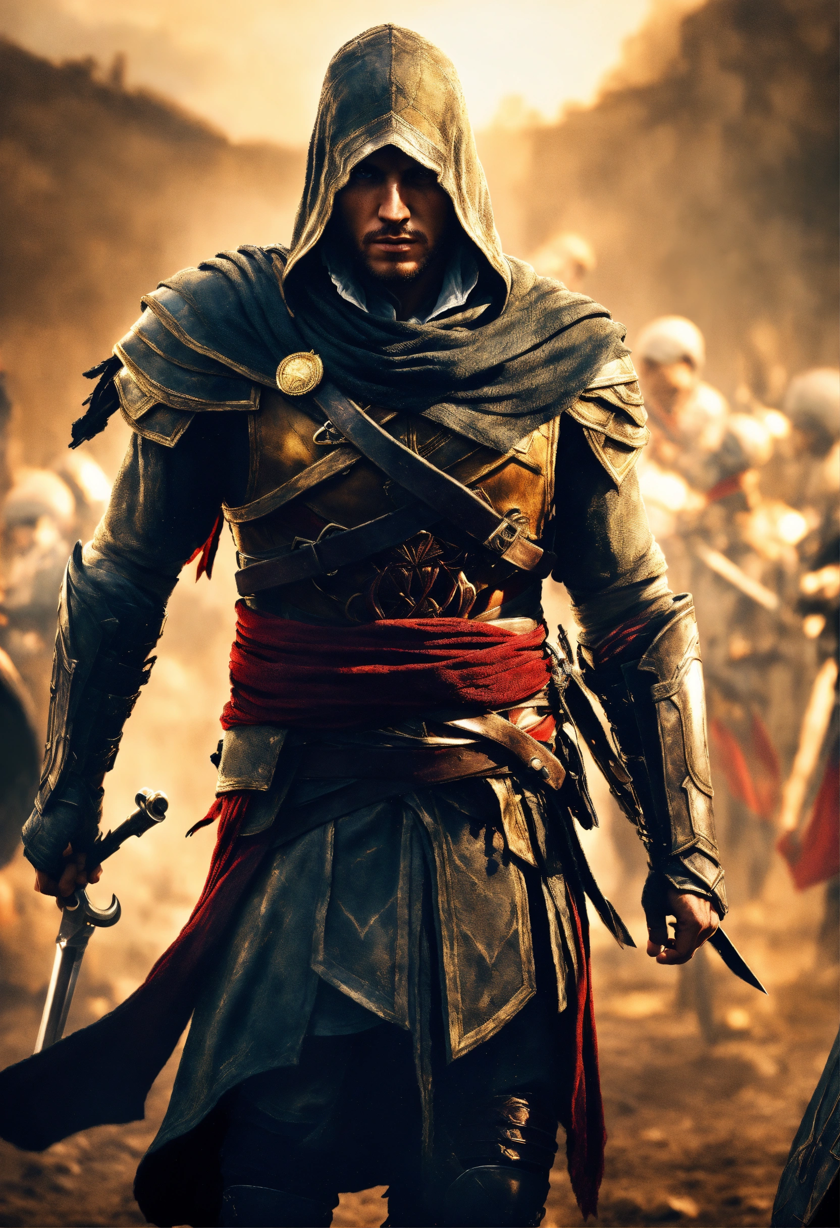 Lexica - Assassins creed man as a spartan, on a battlefield, sharp ...