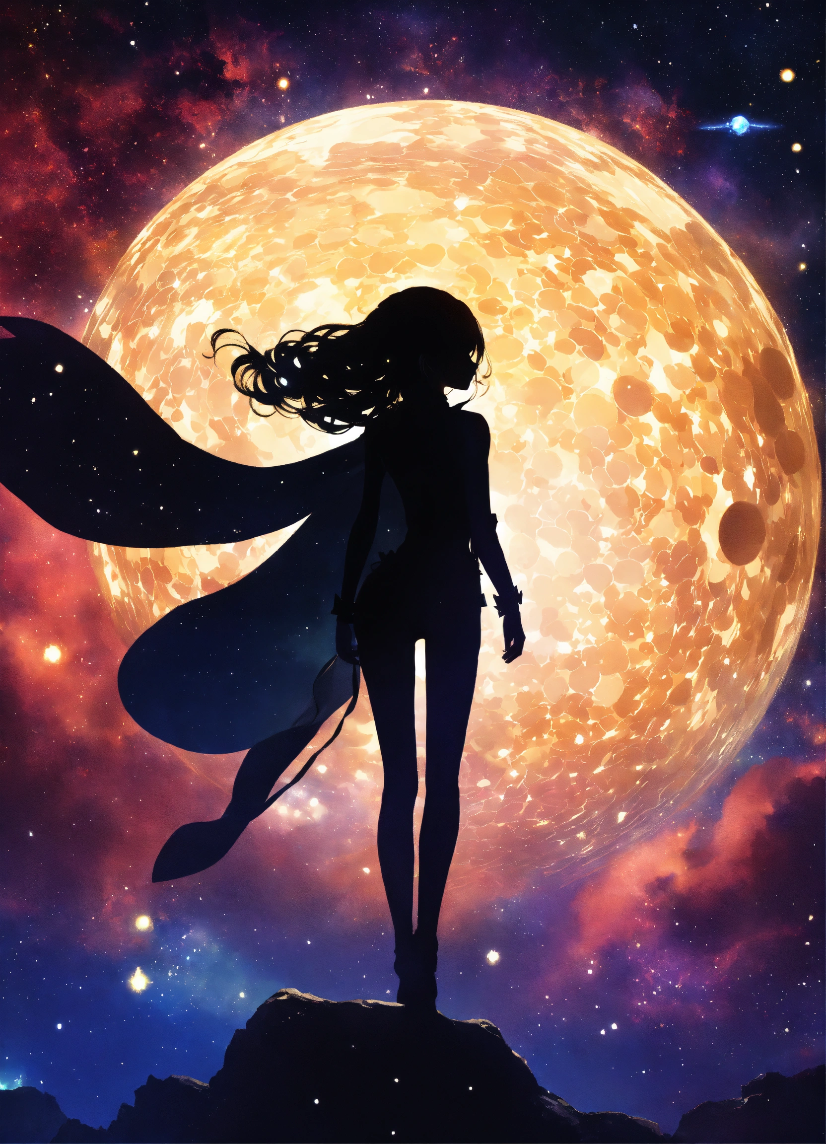 Lexica - Silhouette of astral diva, with a dark and light costume ...