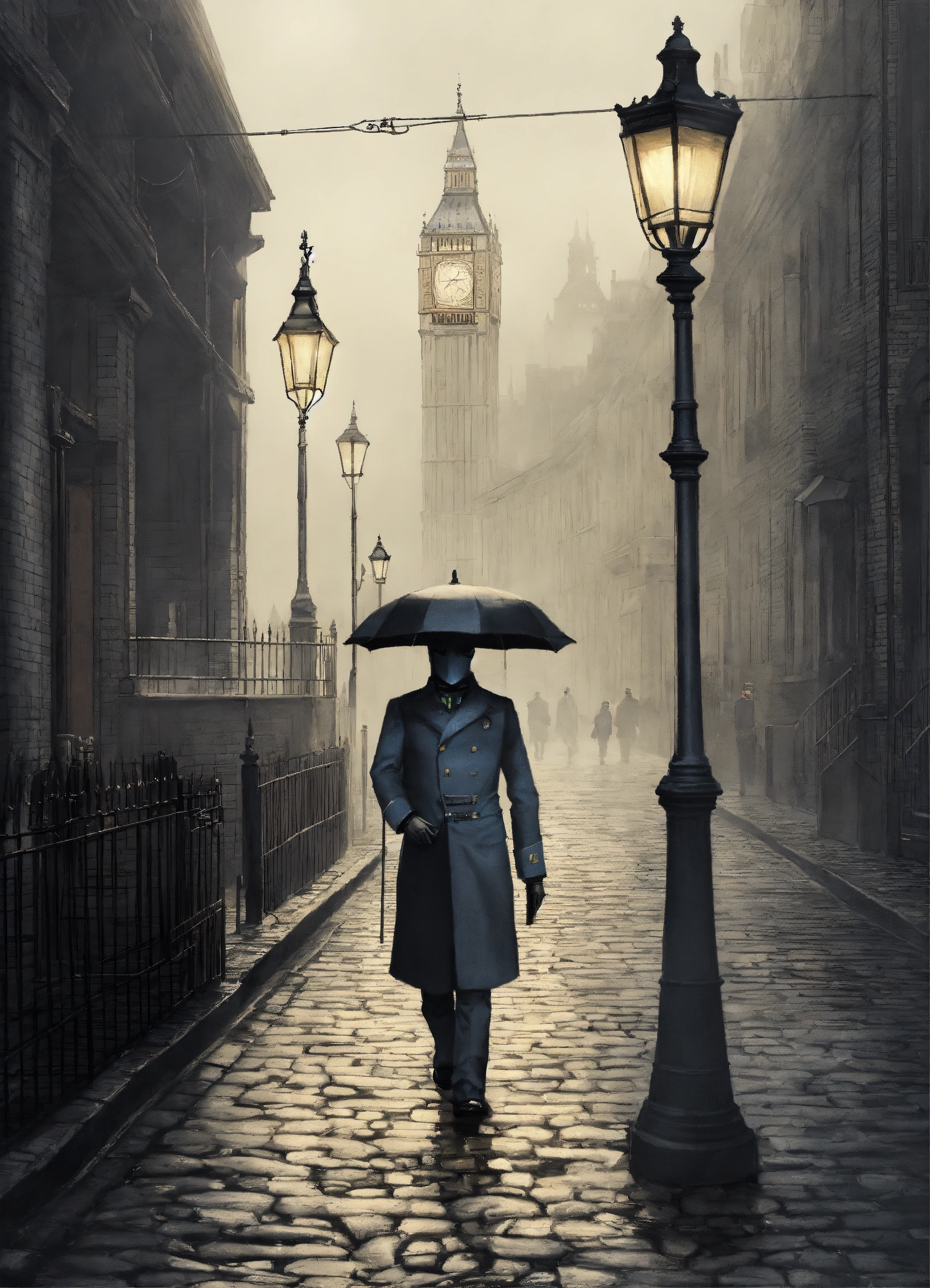 Lexica - Victorian robot android detective, foggy London streets, gas ...