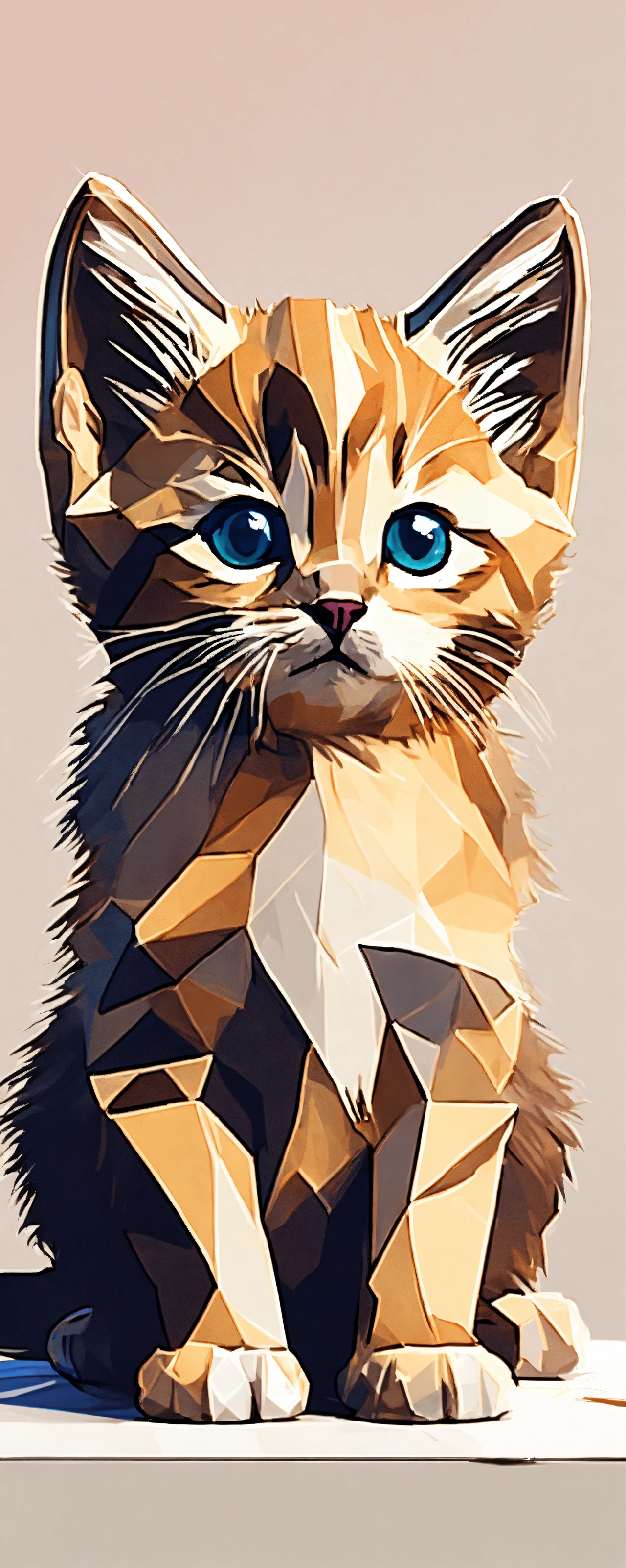 Lexica - Low poly quill art no color line drawing of a kitten with one ...