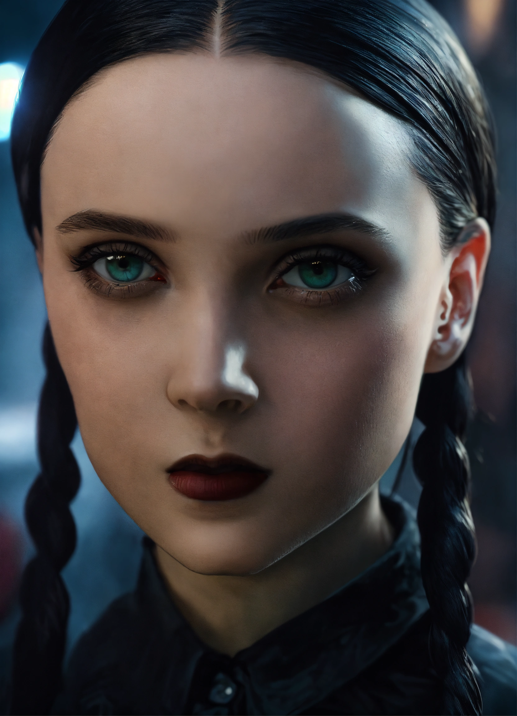 Lexica - Photorealistic, close up, wednesday addams, extreme closeup ...