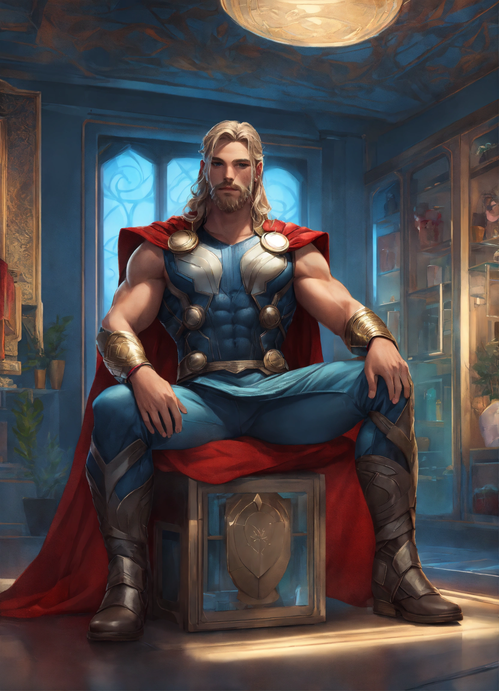 Lexica - Artgerm male Thor sitting at a wellness salon, face is covered ...