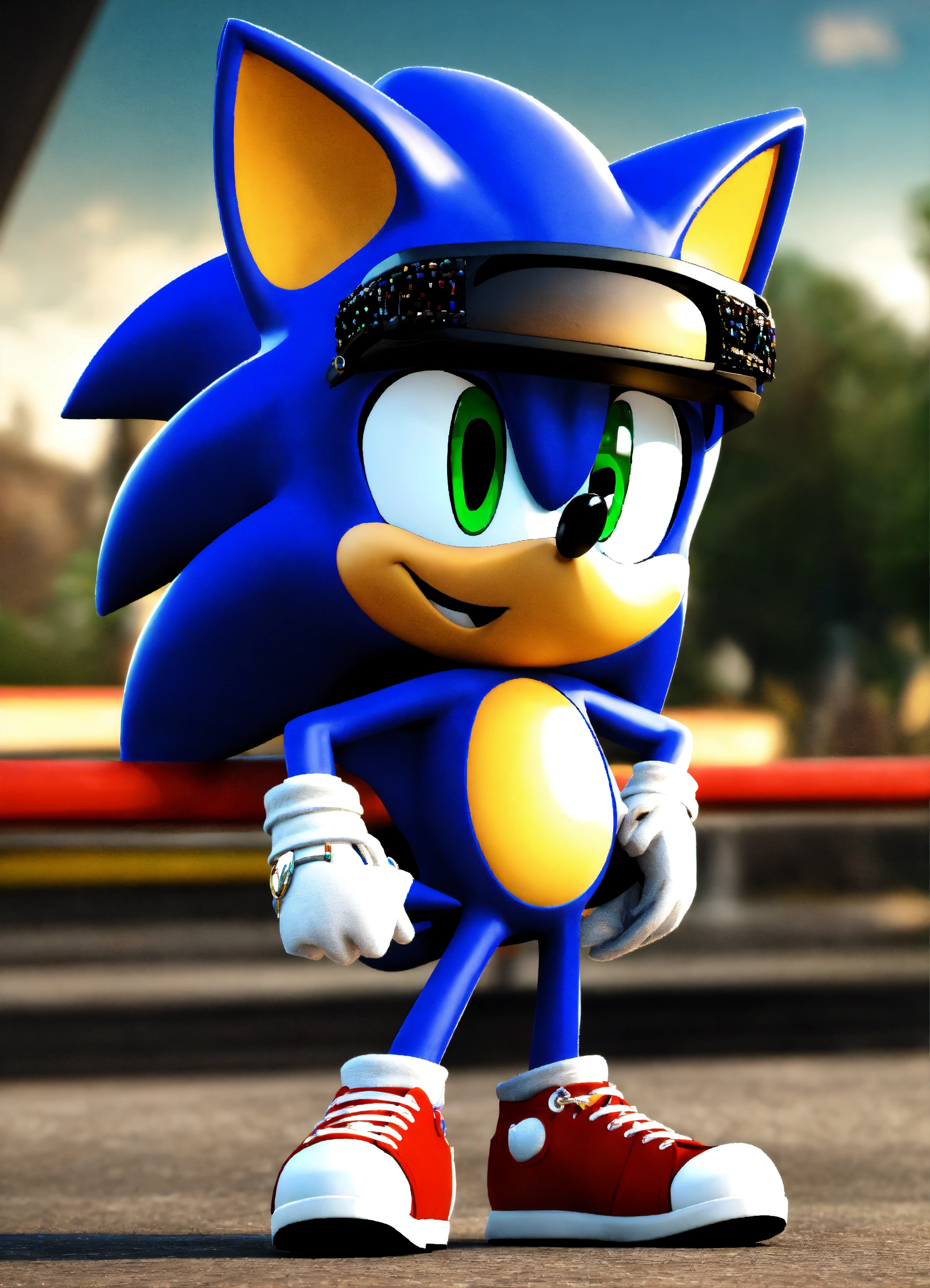 Lexica - 3D model, sonic the hedgehog dressed in trendy hip-hop attire ...