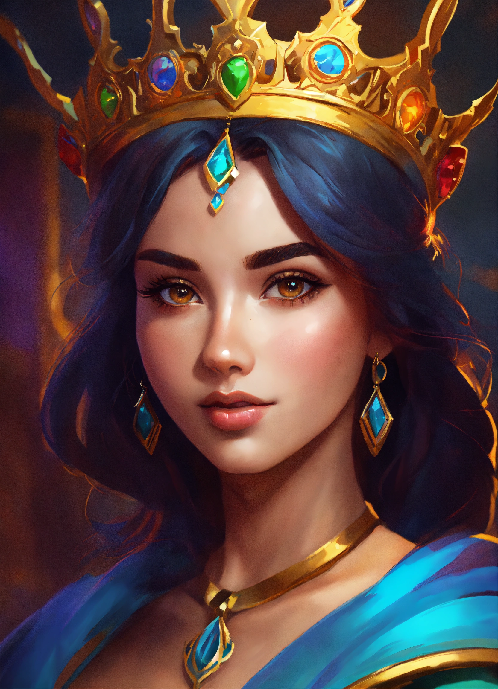 Lexica - Young queen, realistic cartoon oil paint, 2D illustration ...