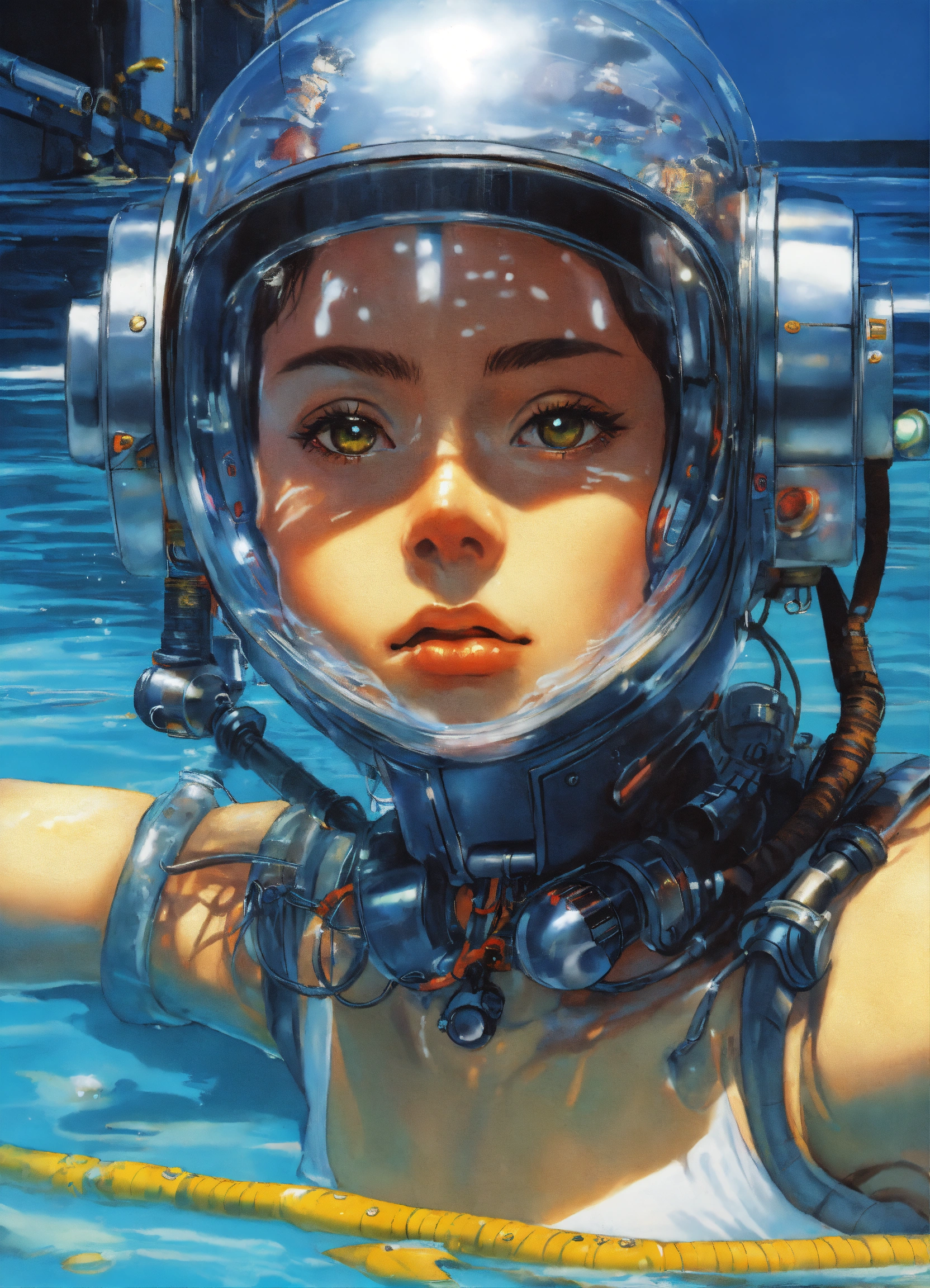 Lexica - 1990s cyborg ambiverted, full detailed eyes, swimming ...