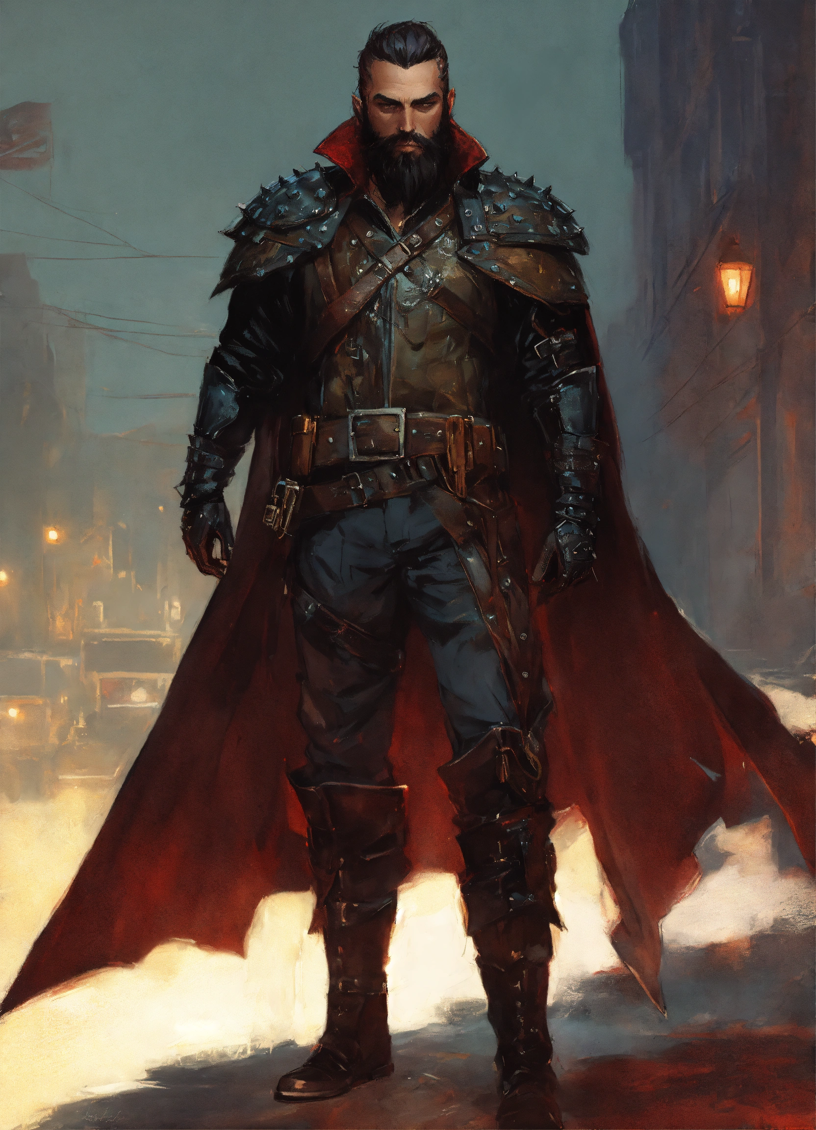 Lexica - Male vampire bounty hunter wearing studded leather armor with ...