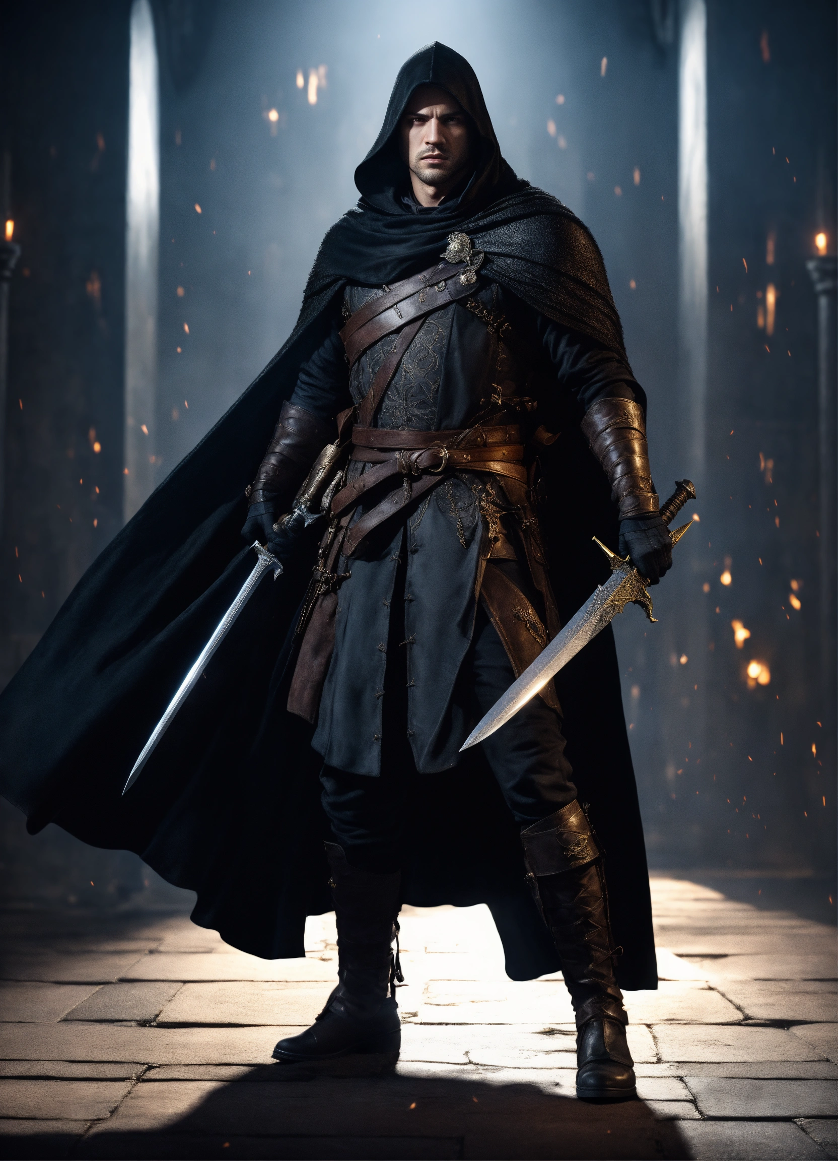 Lexica - A realistic full body portrait of a medival male assasin ...
