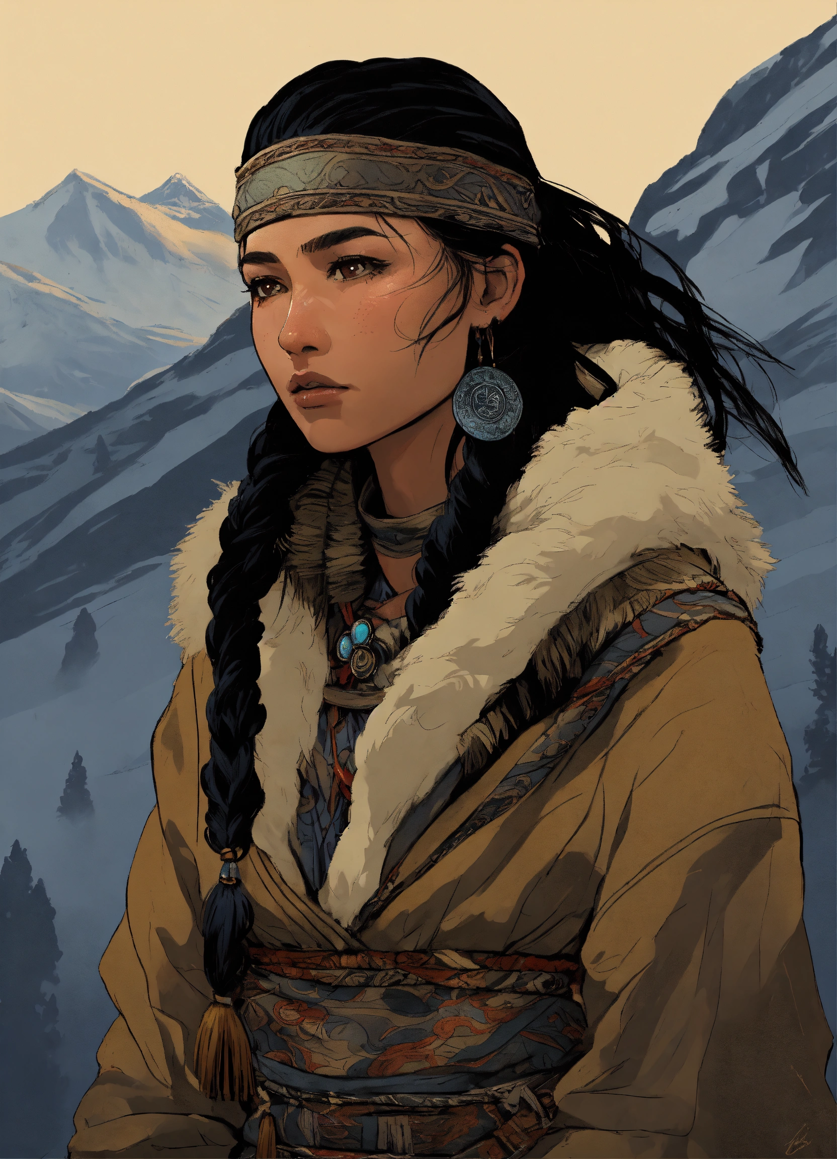 Lexica - Illustration of a young chukchi woman in the style of Bernie ...
