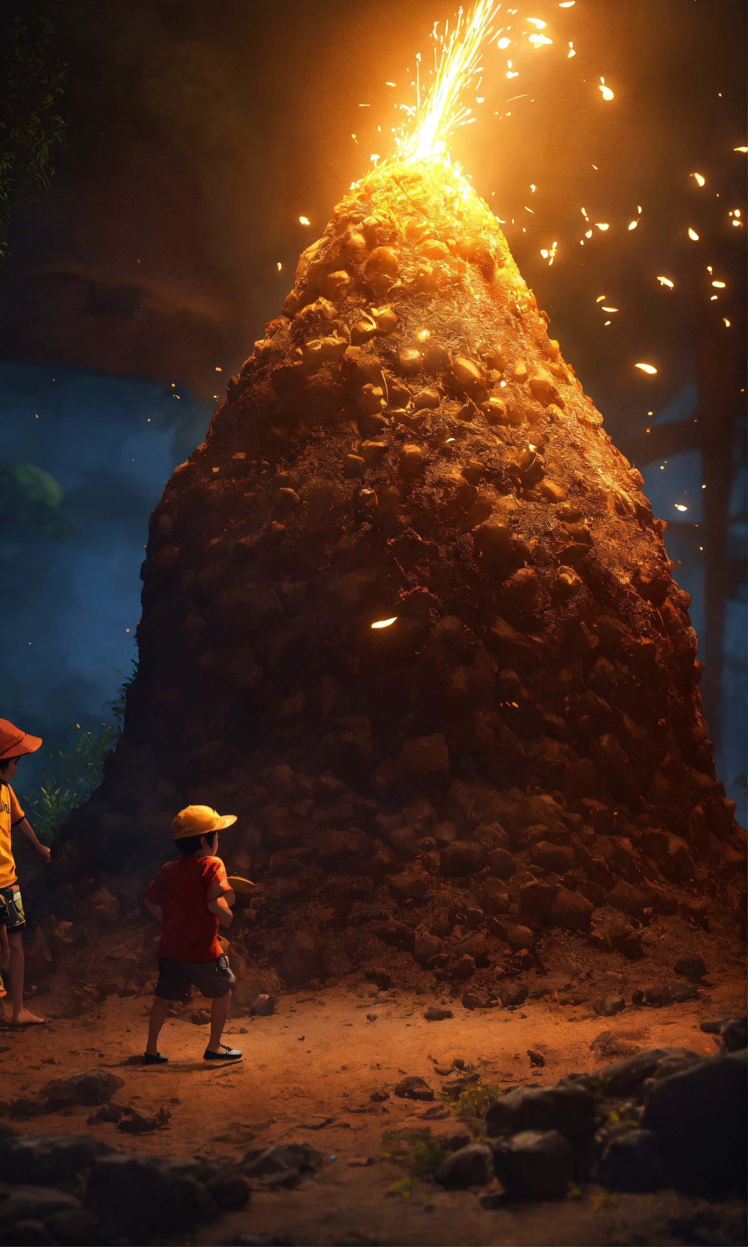 Lexica - Filipino kids playing and destroying a small termite mound at ...