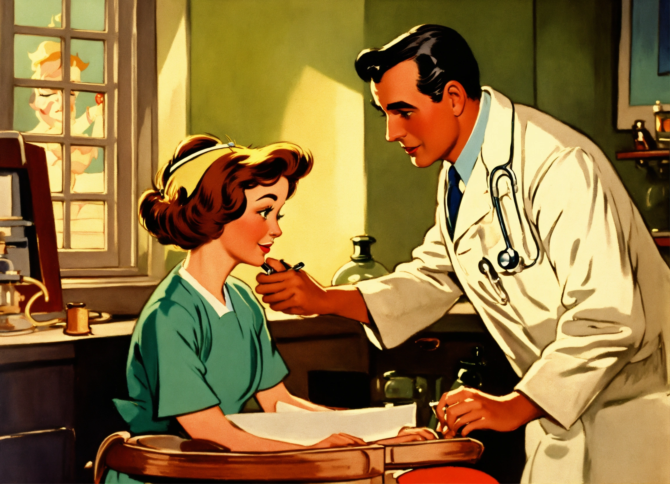 Lexica - A doctor gives advice to patient, vintage Disney art and ...