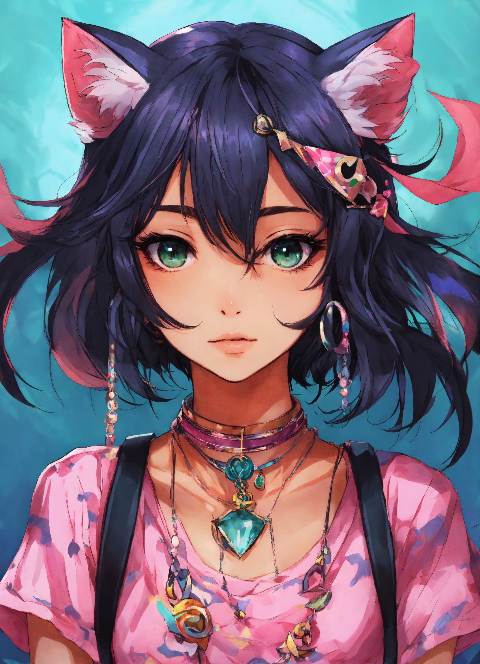 Lexica - A transgender Magical girl with emo cut black hair, streak in ...