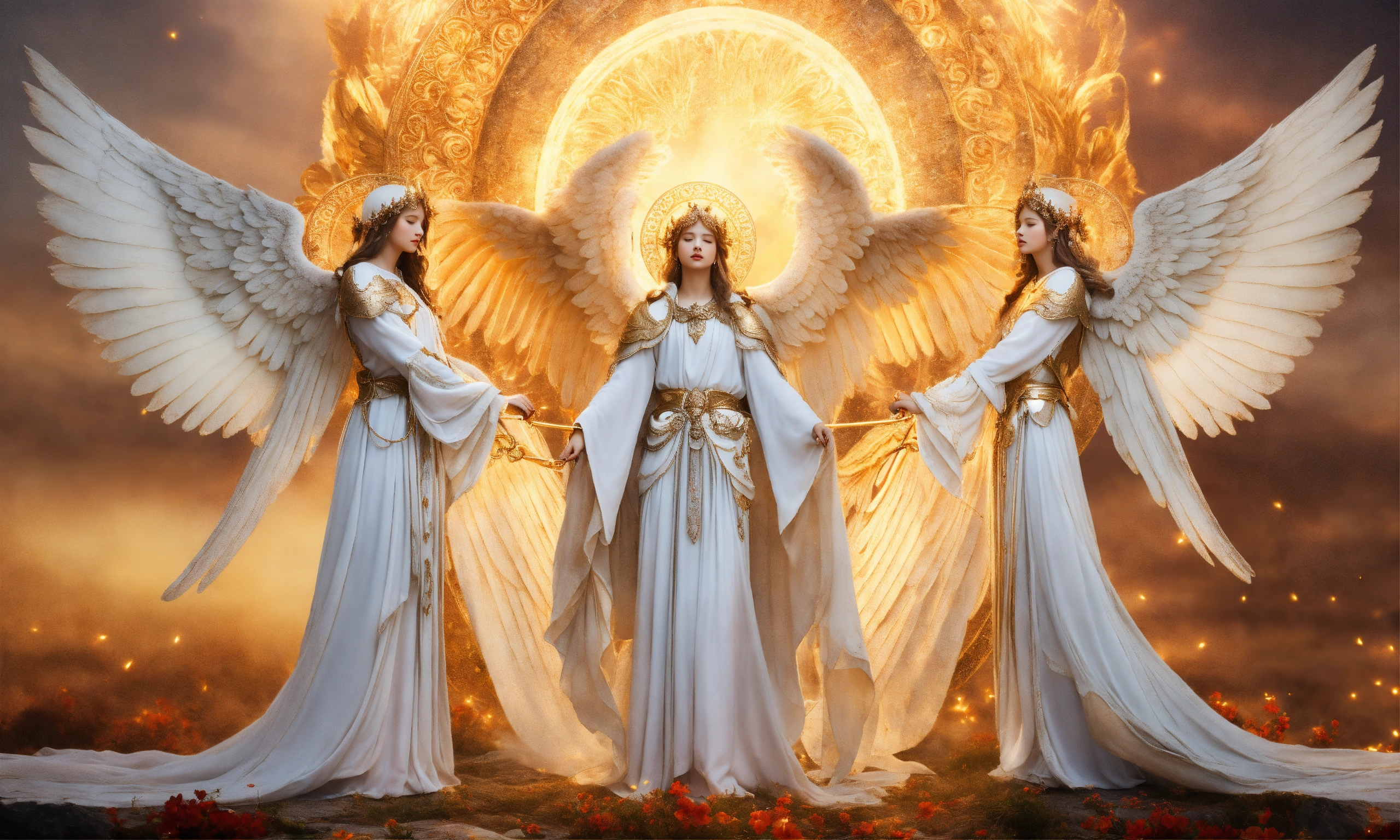 Lexica - Three archangels with beautiful wings and white clothes