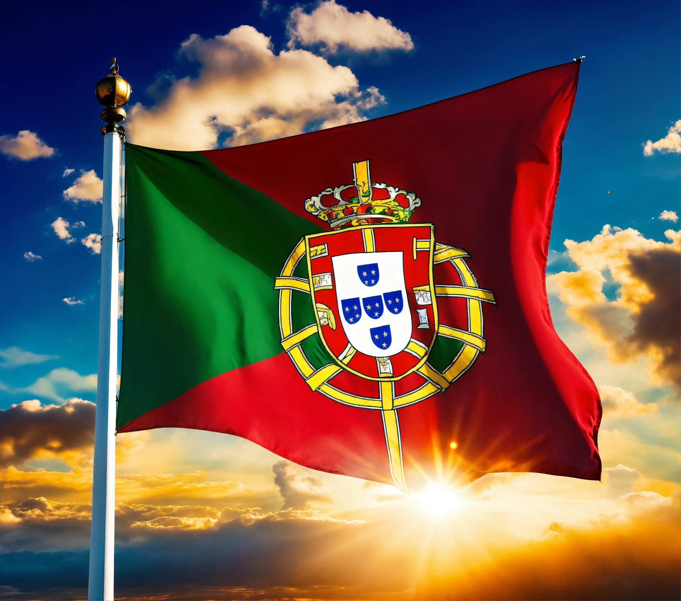 Lexica - Portugal flag , Beautiful blue sky and the sun in the clouds ...