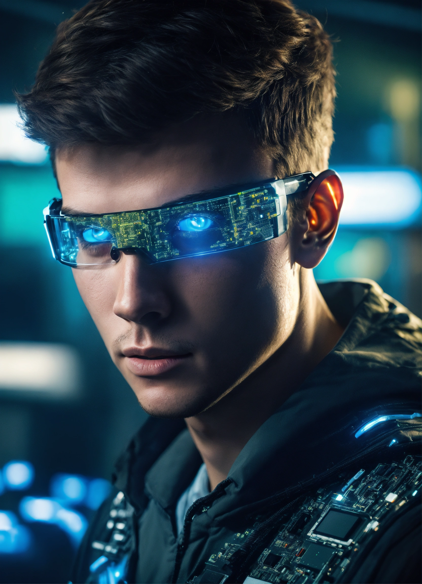 Lexica - Young handsome male hacker fighting artificial intelligence ...