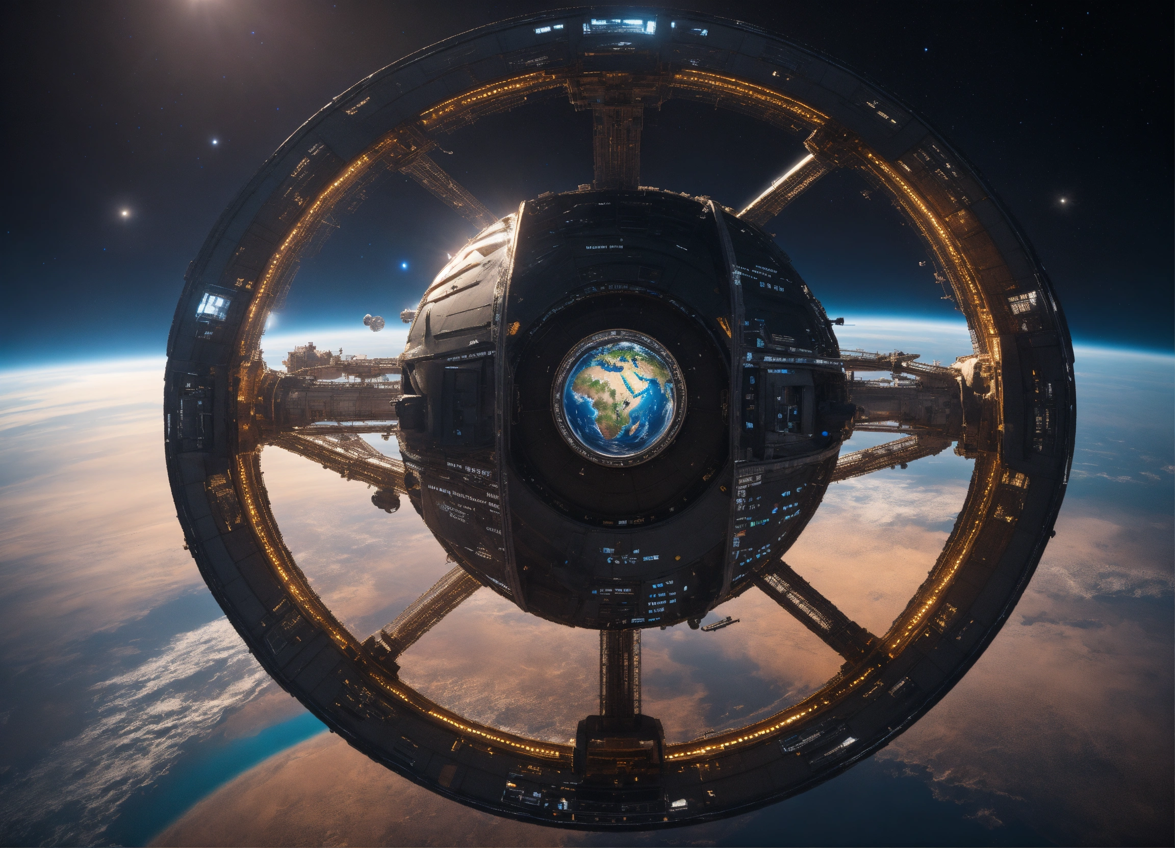 Lexica - A rounded space station wheel-shaped made of dark material ...