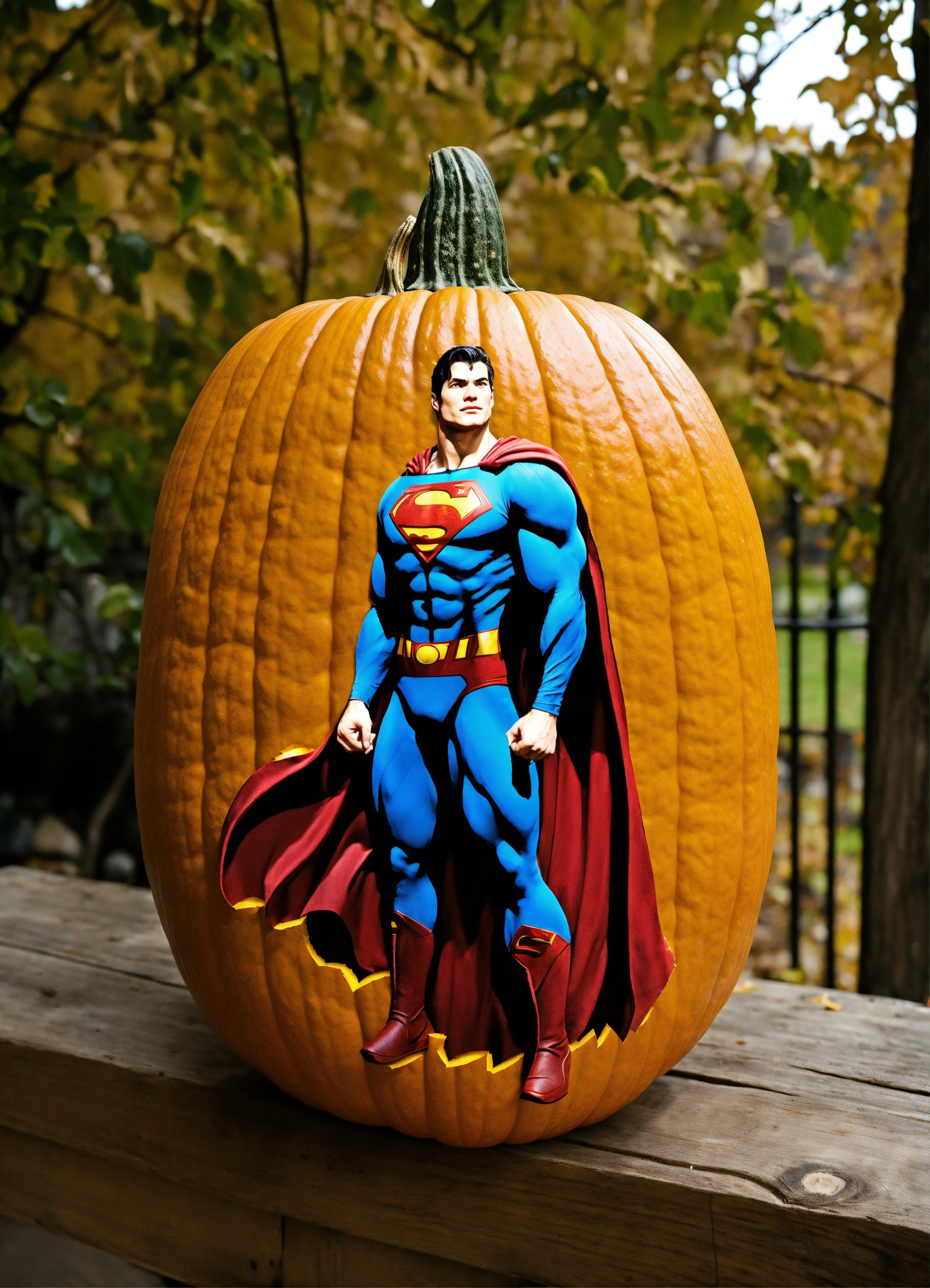Lexica - Superman inspired realistic carved pumpkin