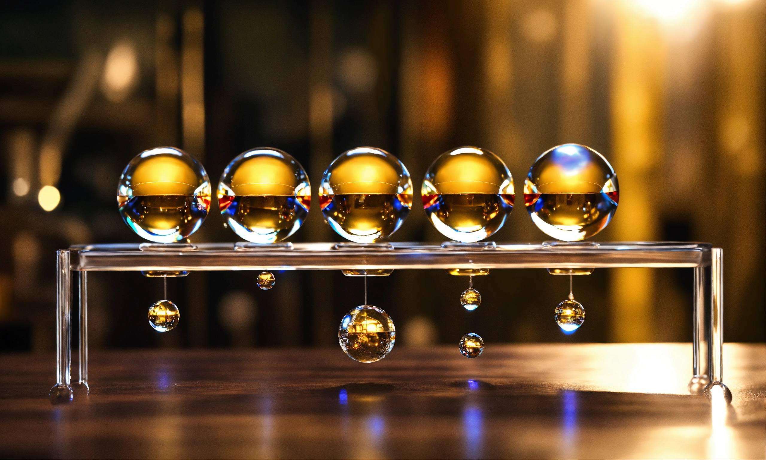 Lexica - Five crystal balancing balls newtons cradle, pouncing, human ...