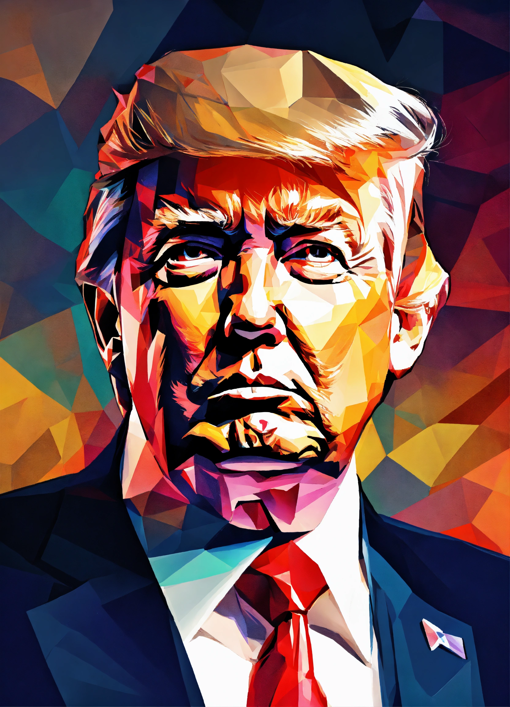 Lexica - Portrait ofdonald trump verry abstract poligon style 3d
