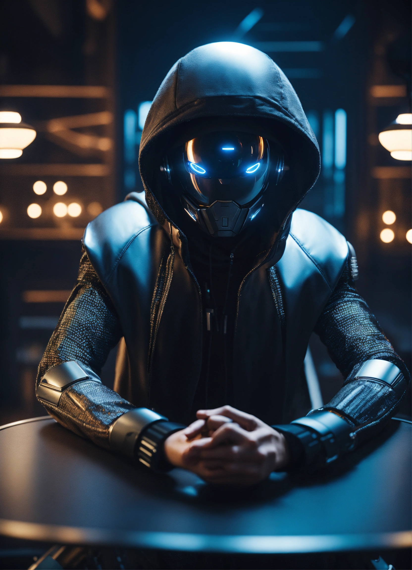 Lexica - Nerdy 25 year old male cyborg hacker wearing futuristic ...