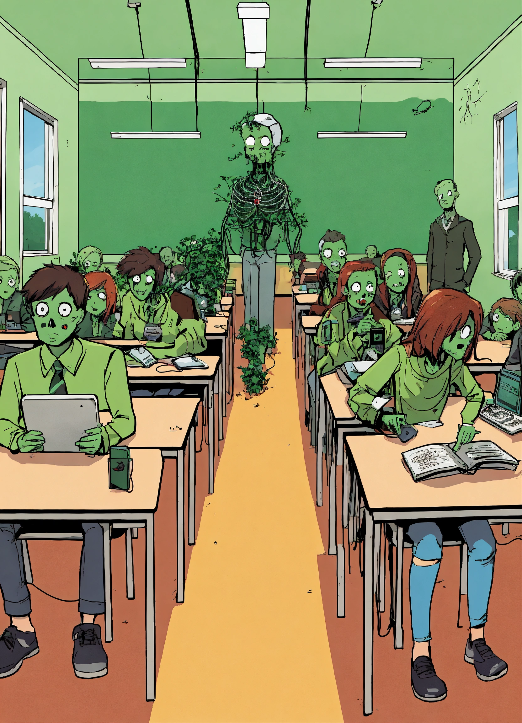 Lexica - Illustrate a comic cartoon poster where the students in a ...