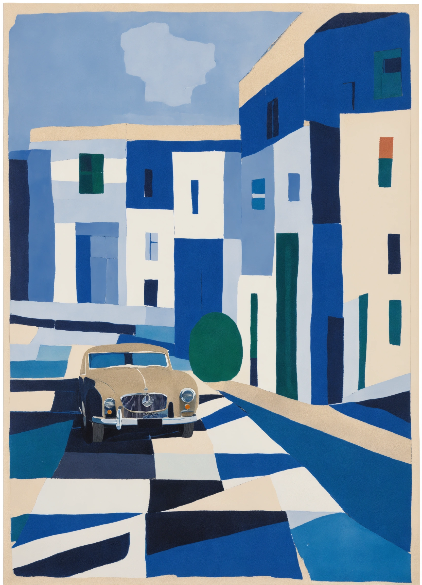 Lexica - Flat paper collage by Henri Matisse depicting a car like old ...
