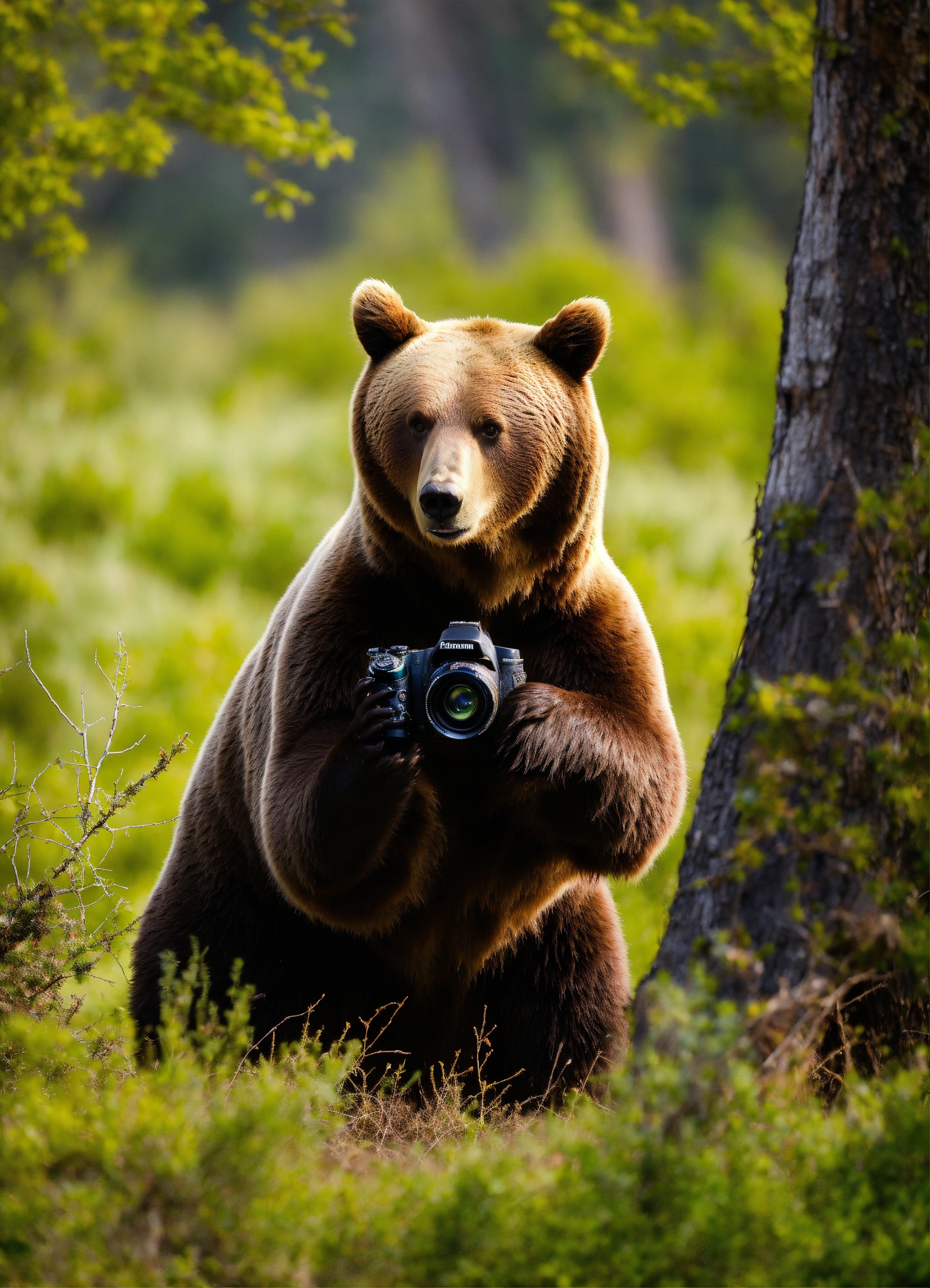 Lexica - A bear that is a wildlife photographer's using a camera with a ...