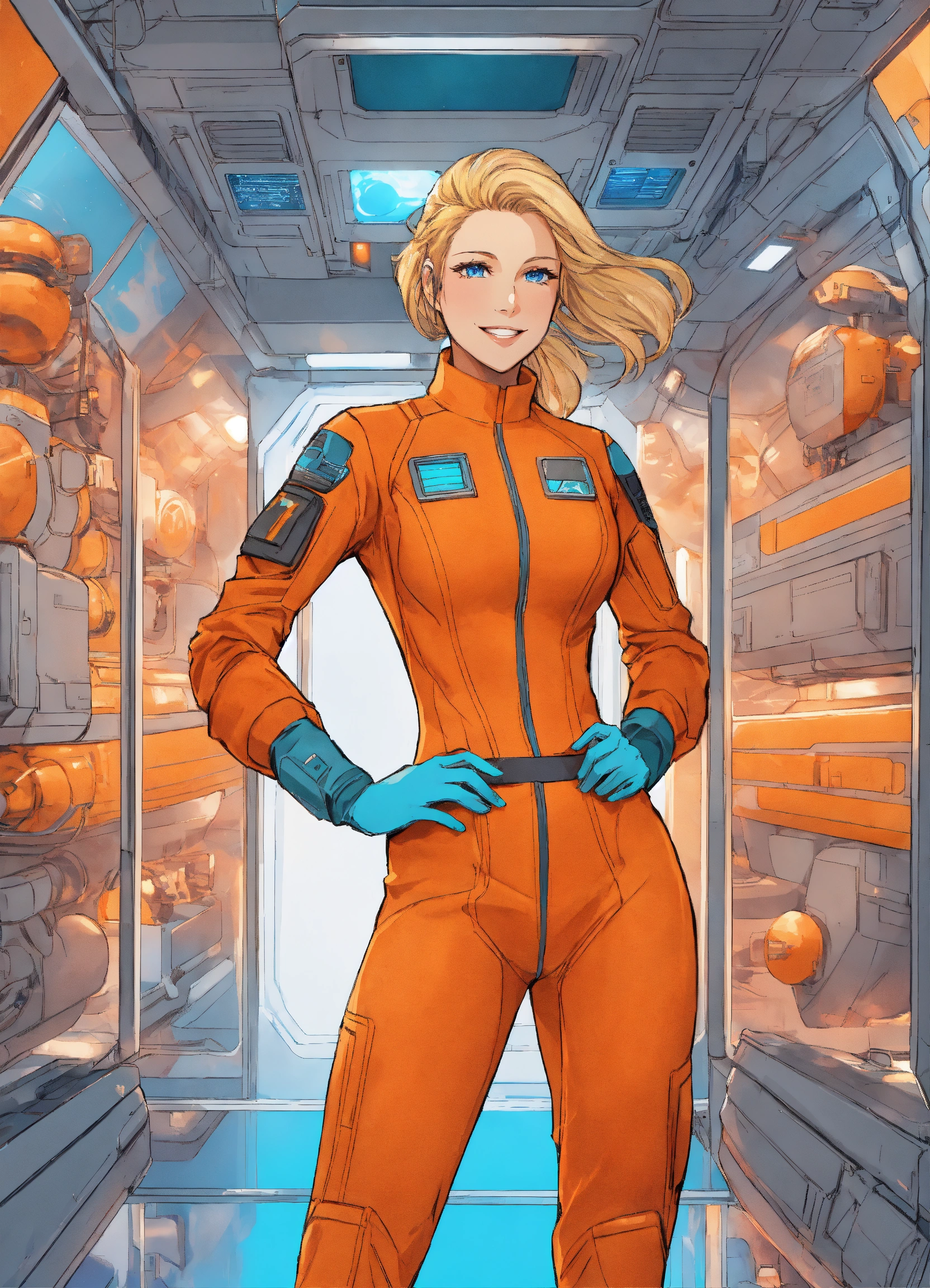 Lexica - Full body of a beautiful female space captain in her mid 30s ...